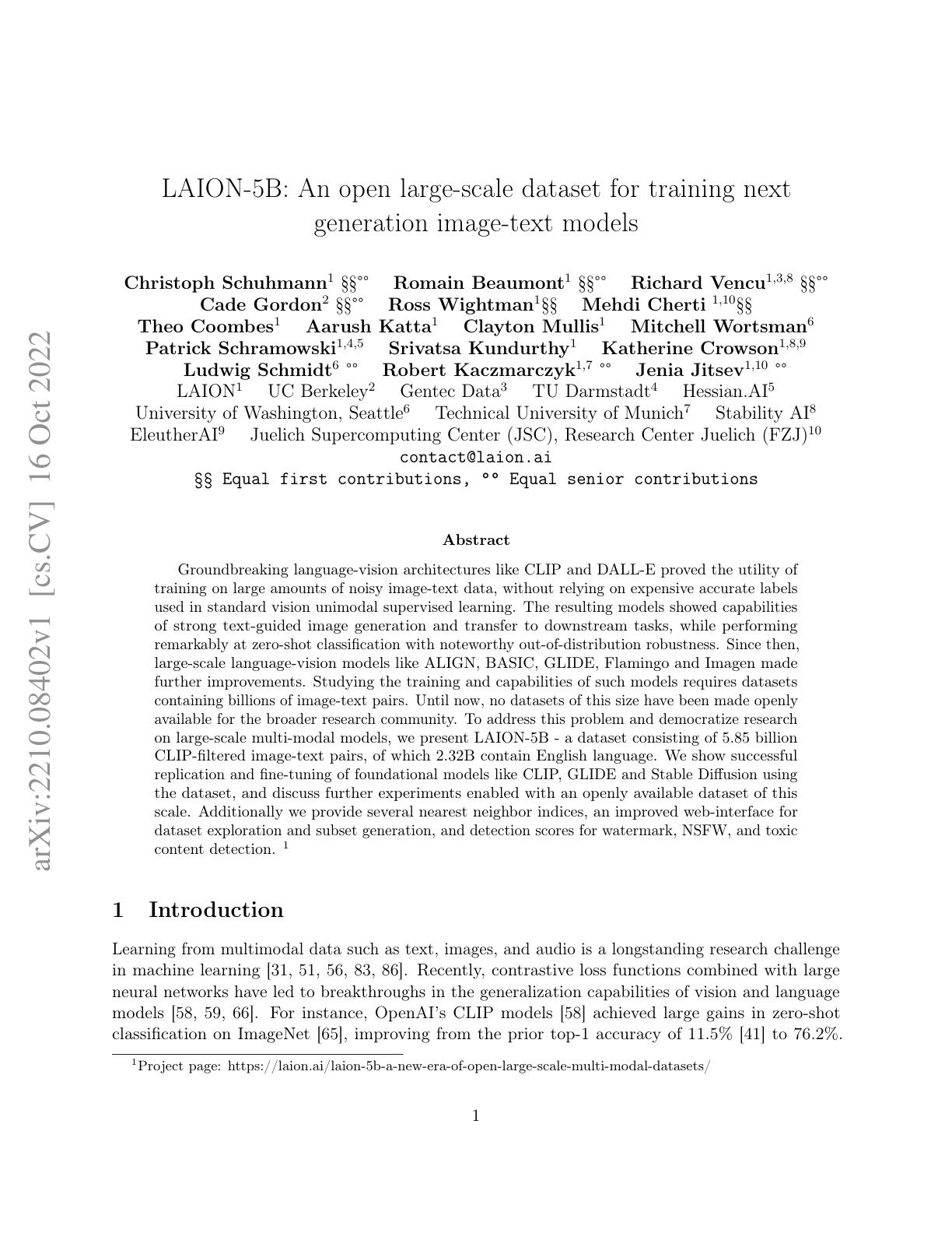 LAION-5B: An open large-scale dataset for training next generation ...