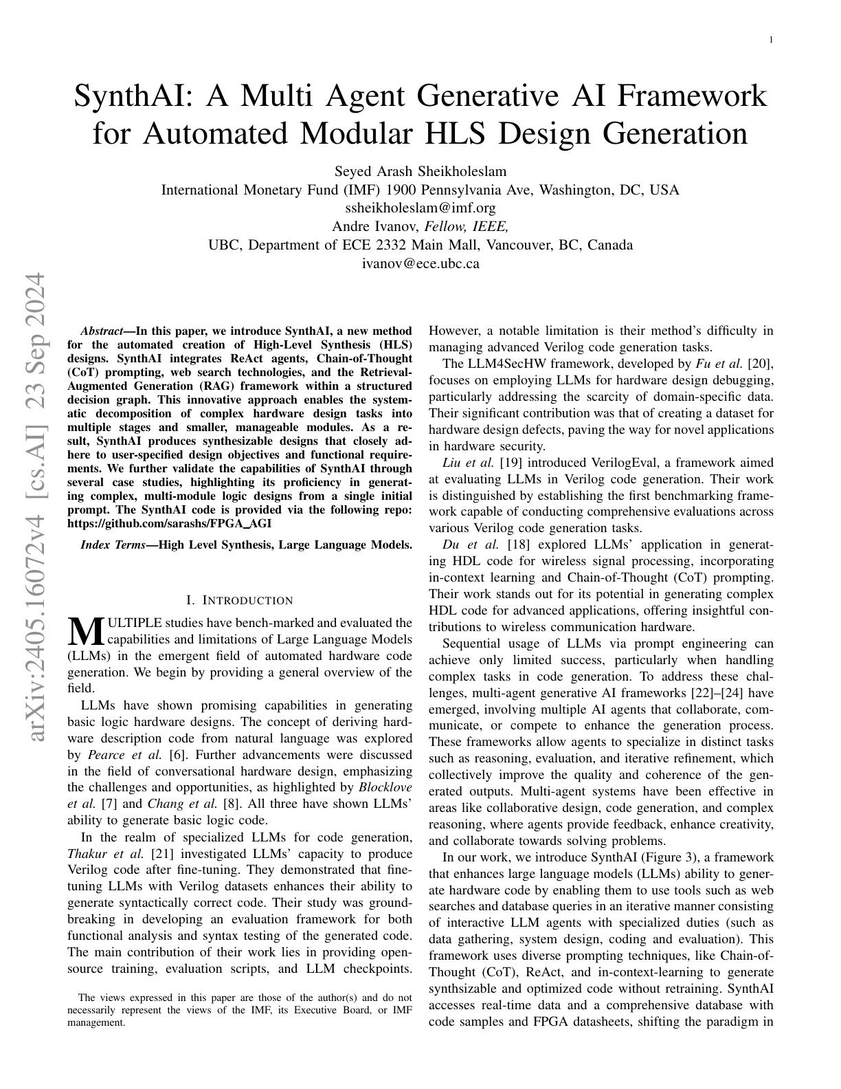 SynthAI: A Multi Agent Generative AI Framework for Automated Modular ...