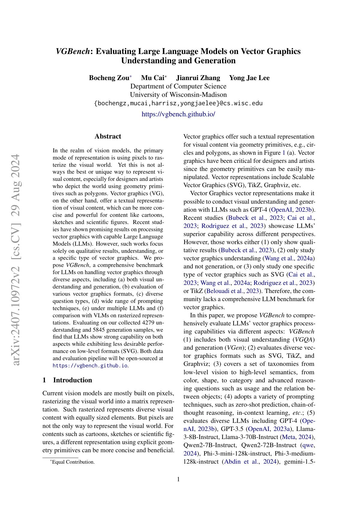 VGBench: Evaluating Large Language Models on Vector Graphics ...
