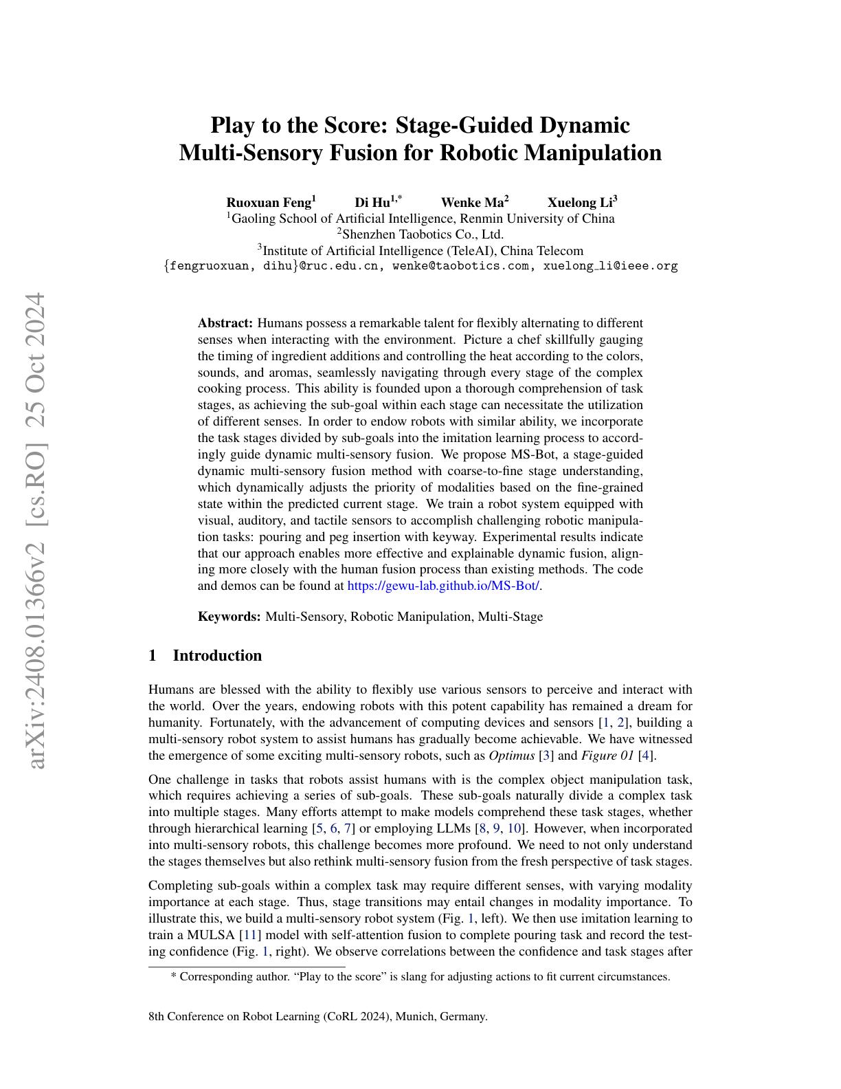 Play to the Score: Stage-Guided Dynamic Multi-Sensory Fusion for ...