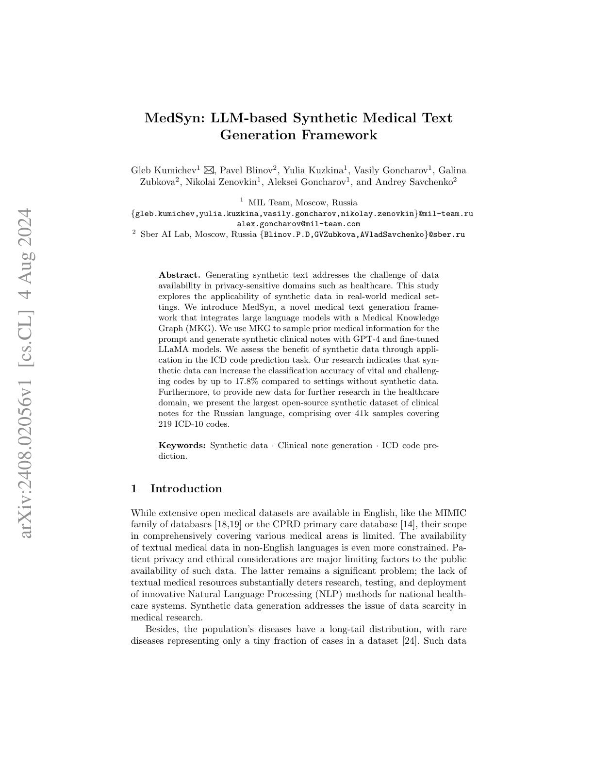MedSyn: LLM-based Synthetic Medical Text Generation Framework