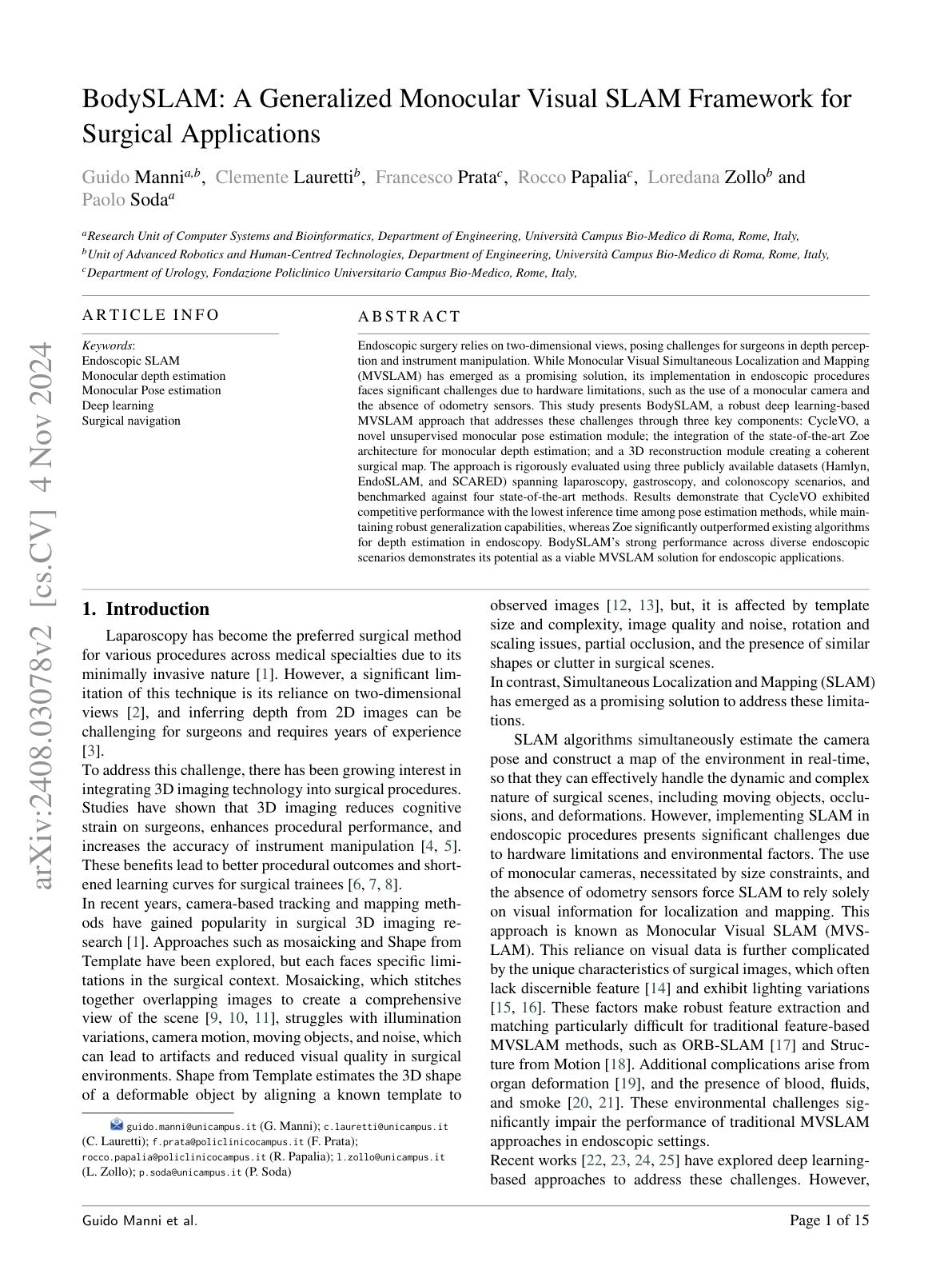 BodySLAM: A Generalized Monocular Visual SLAM Framework for Surgical ...