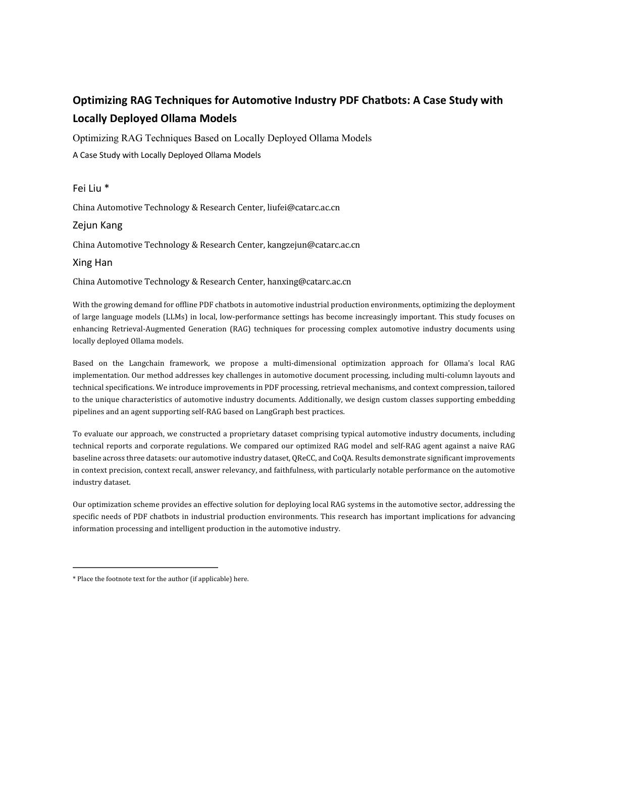 Optimizing RAG Techniques for Automotive Industry PDF Chatbots: A Case ...