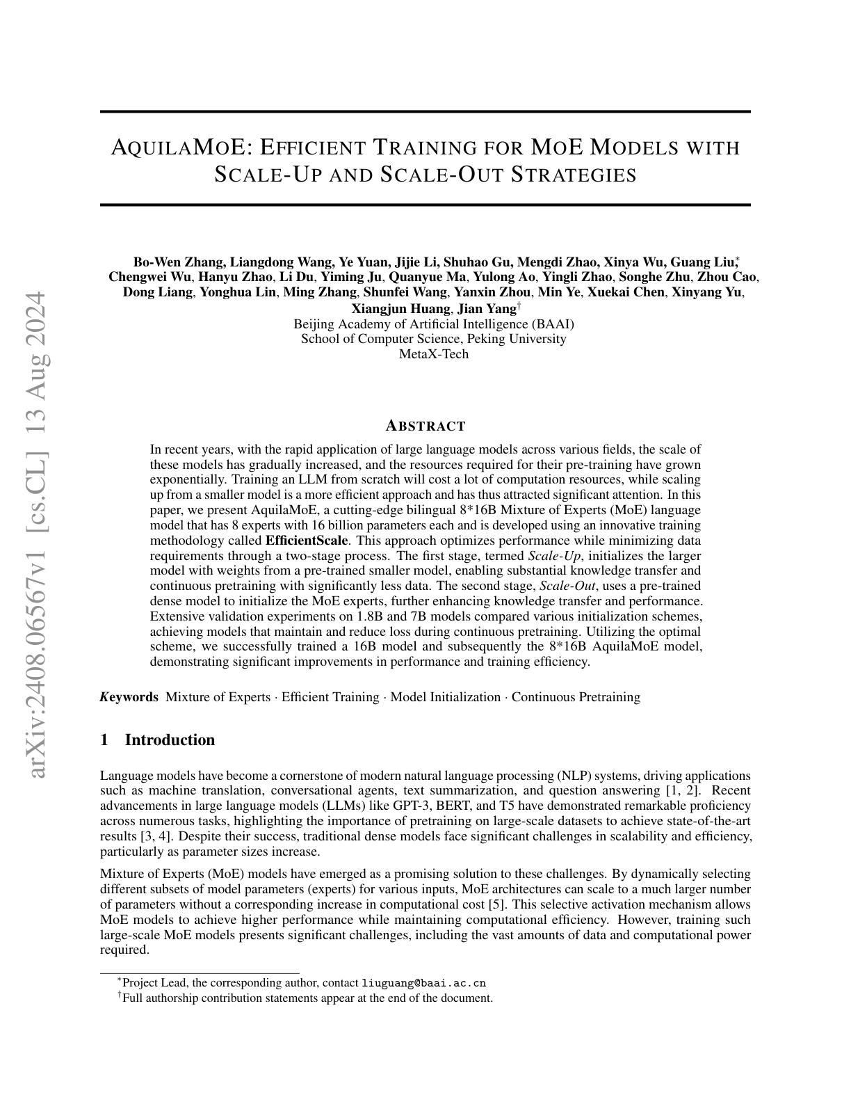 AquilaMoE: Efficient Training for MoE Models with Scale-Up and Scale-Out Strategies