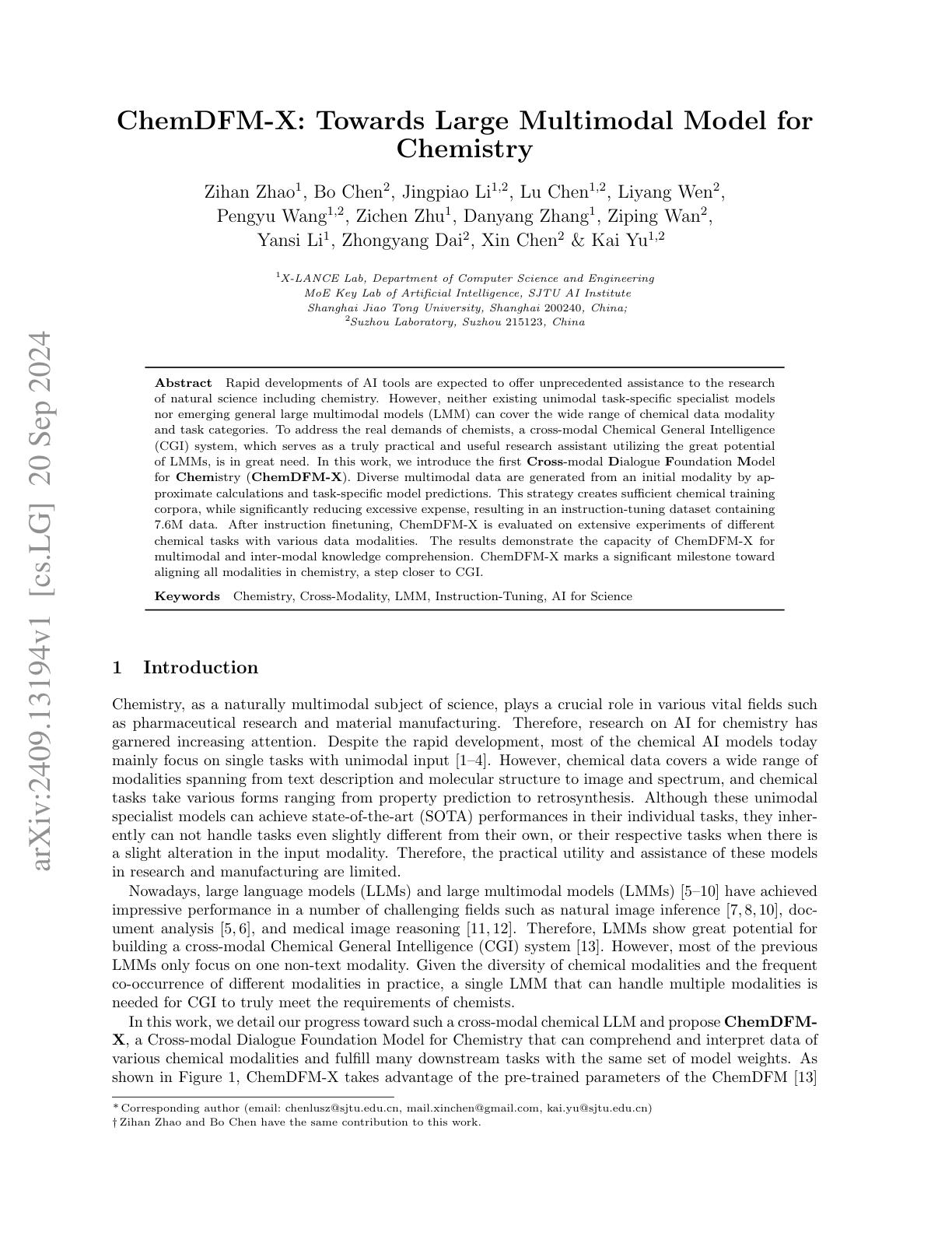 ChemDFM-X: Towards Large Multimodal Model for Chemistry