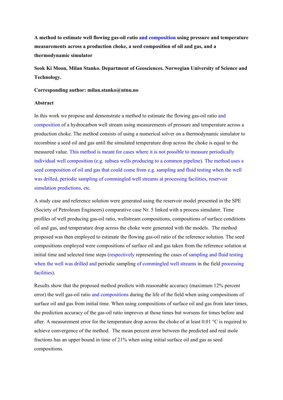 A method to estimate well flowing gas-oil ratio and composition using ...