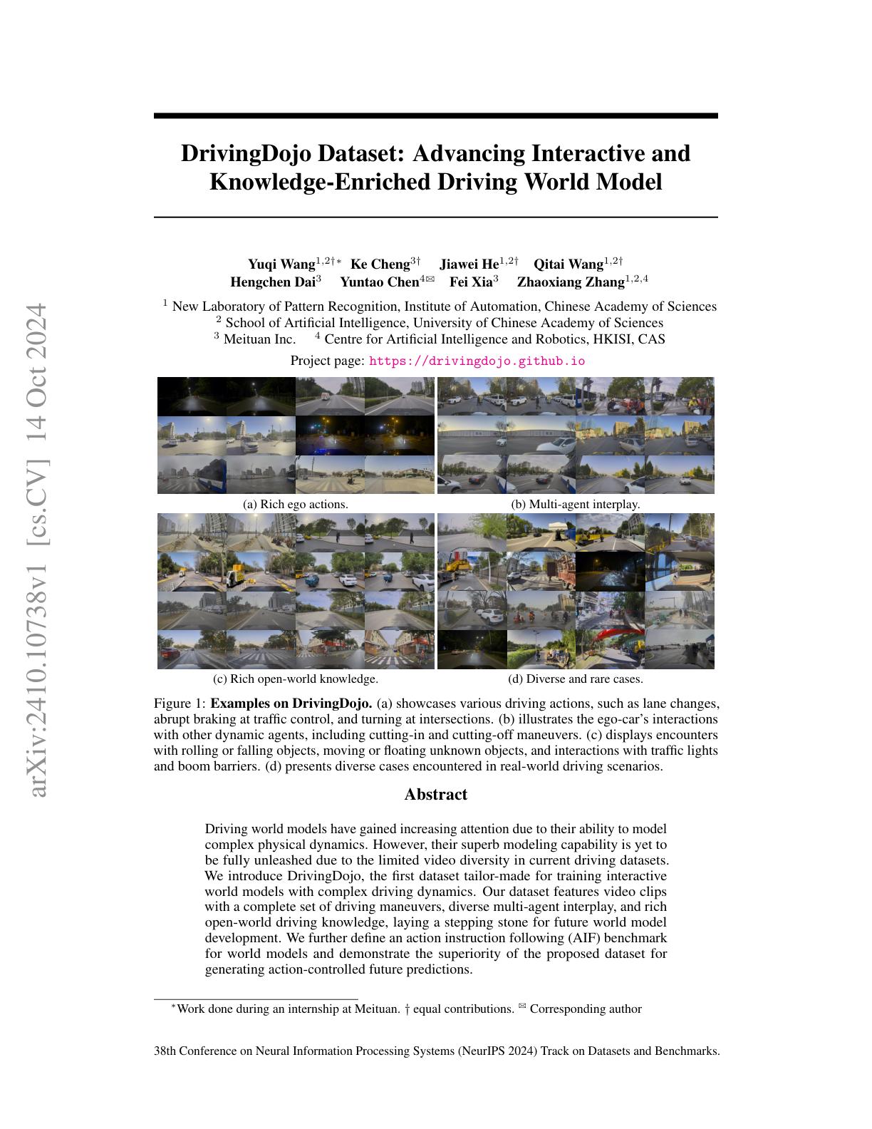 DrivingDojo Dataset: Advancing Interactive and Knowledge-Enriched Driving World Model