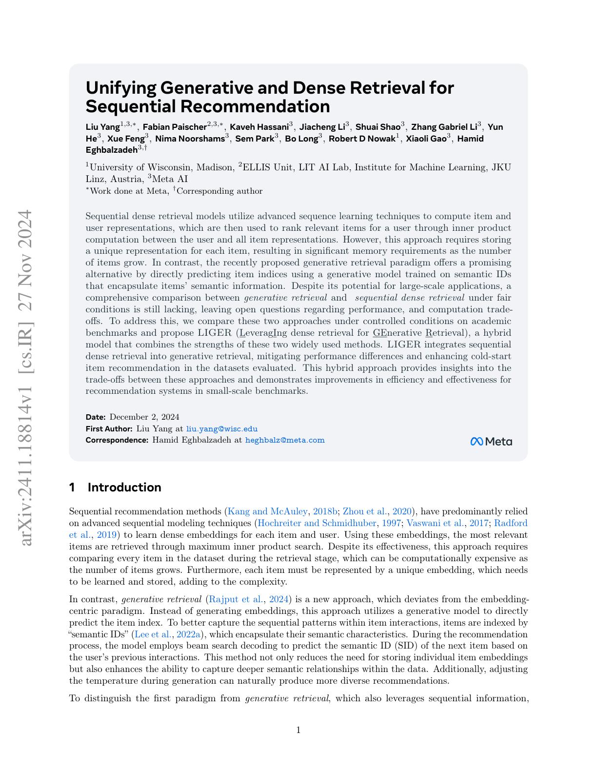 Unifying Generative and Dense Retrieval for Sequential Recommendation