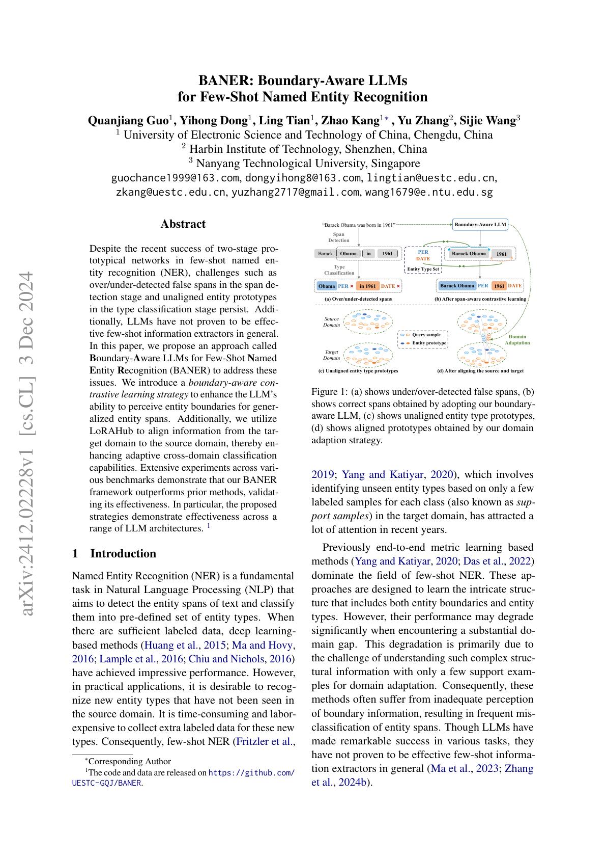 BANER: Boundary-Aware LLMs for Few-Shot Named Entity Recognition