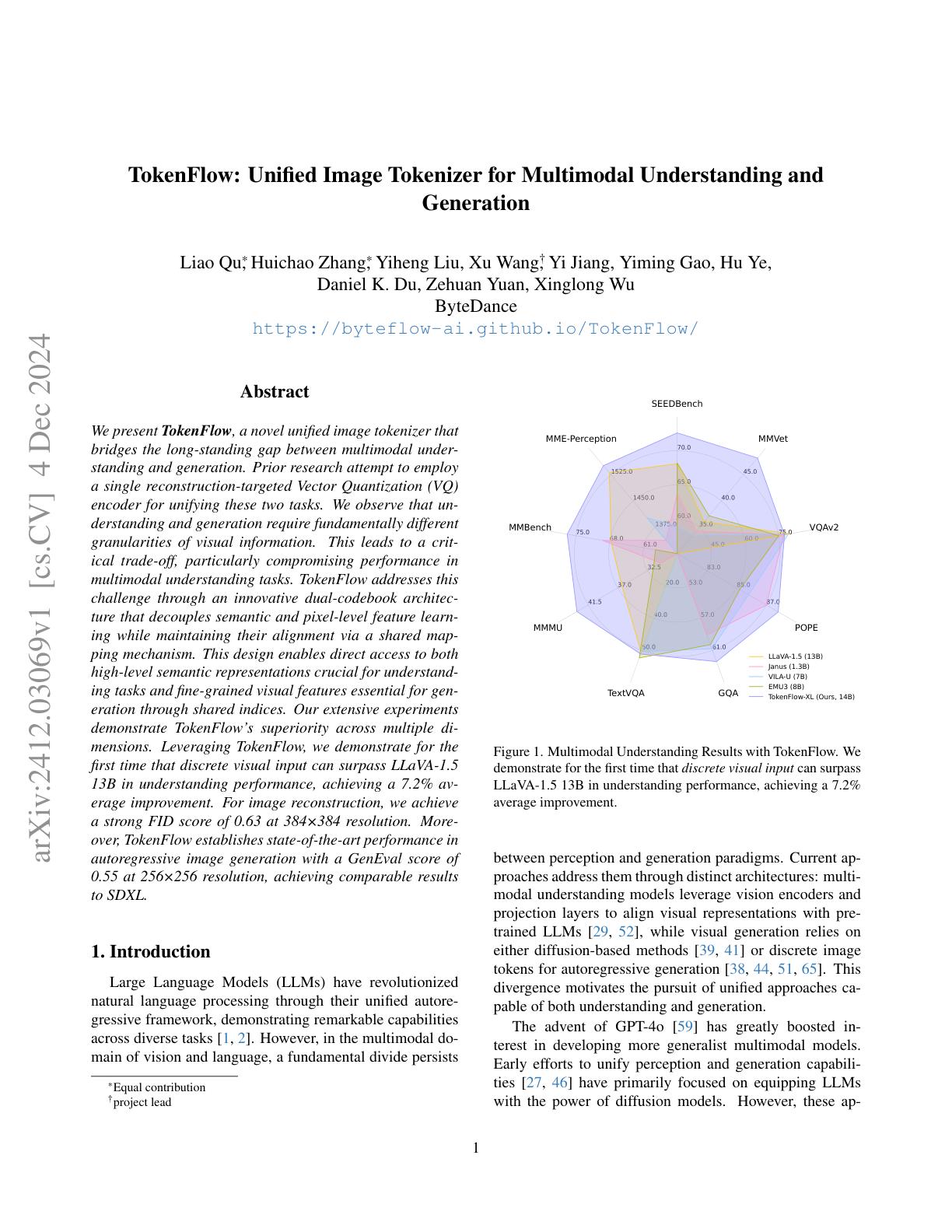 TokenFlow: Unified Image Tokenizer for Multimodal Understanding and ...