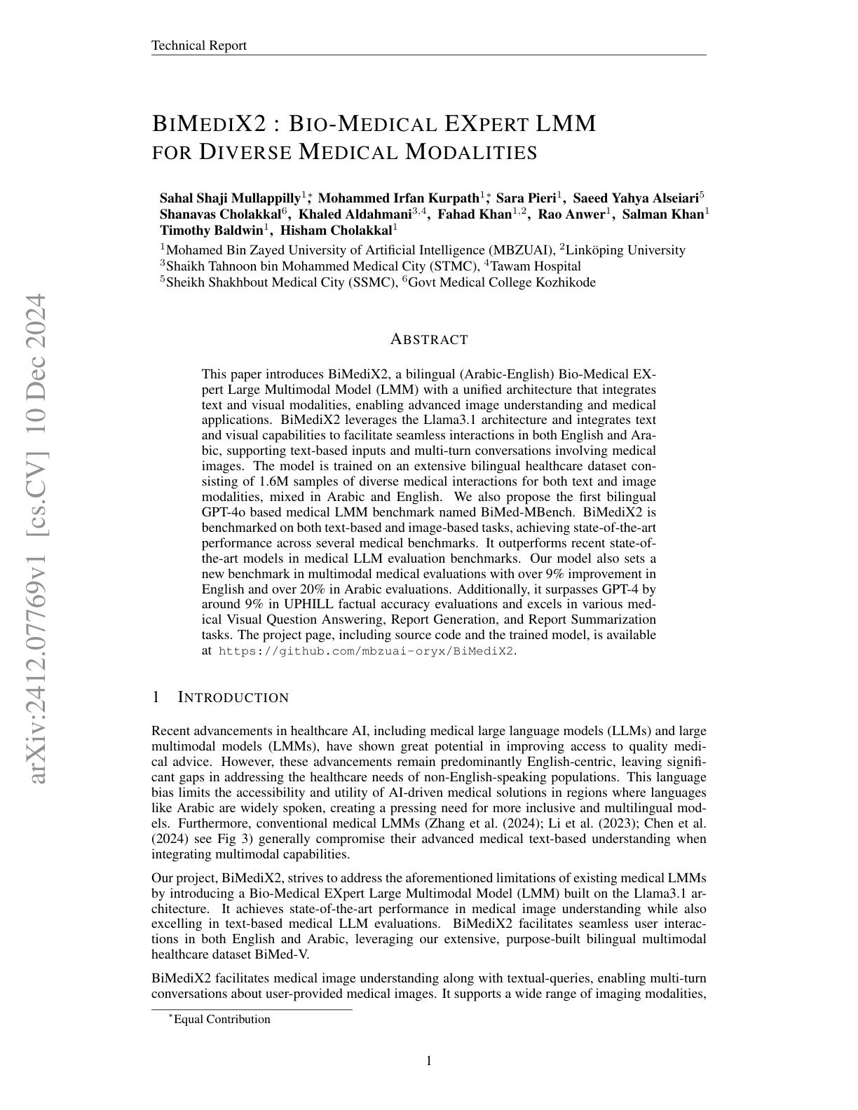BiMediX2: Bio-Medical EXpert LMM for Diverse Medical Modalities