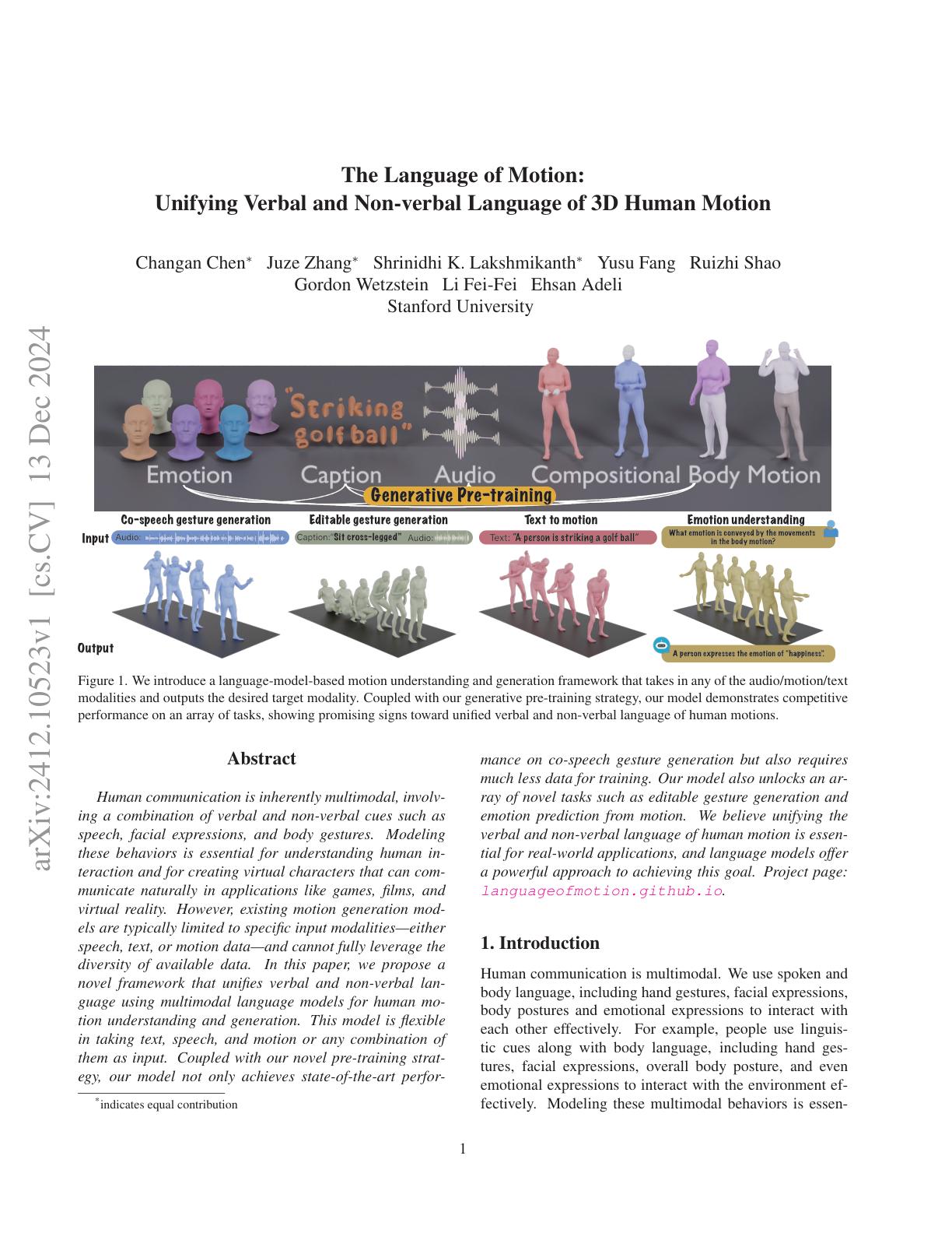 The Language of Motion: Unifying Verbal and Non-verbal Language of 3D ...