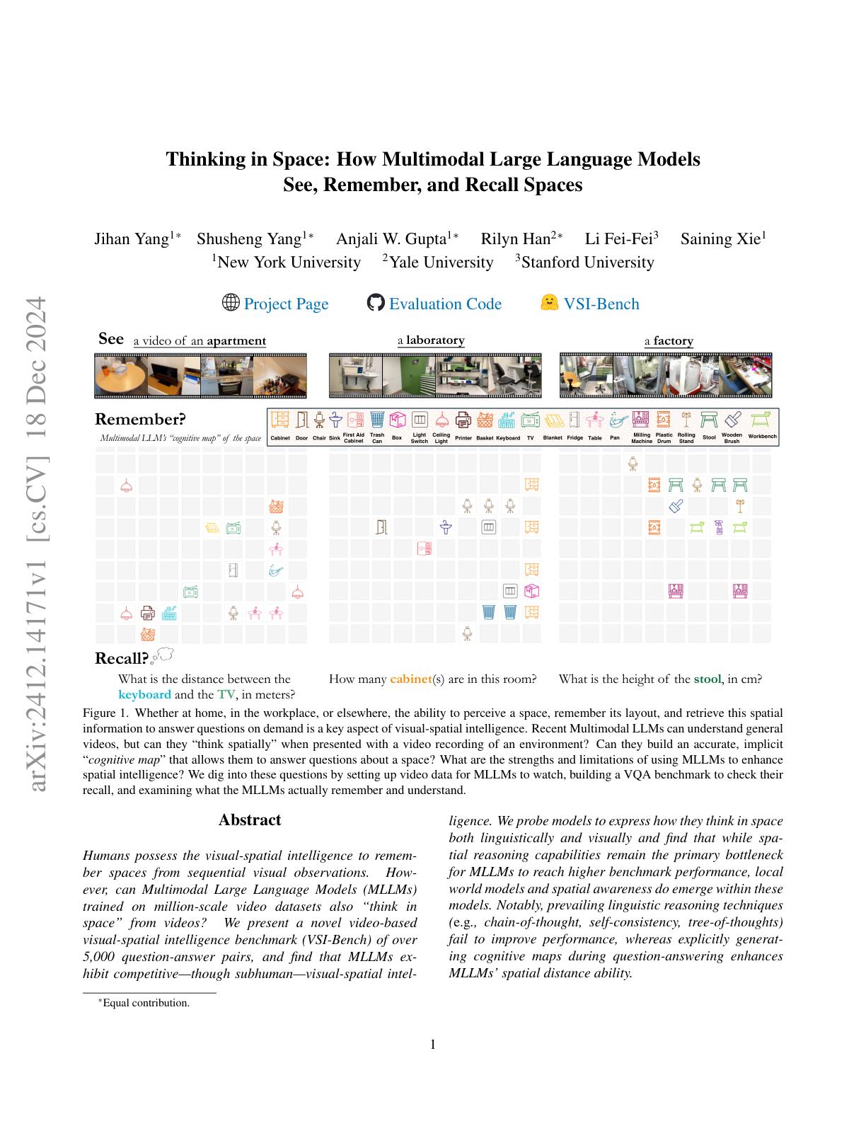 Thinking in Space: How Multimodal Large Language Models See, Remember ...