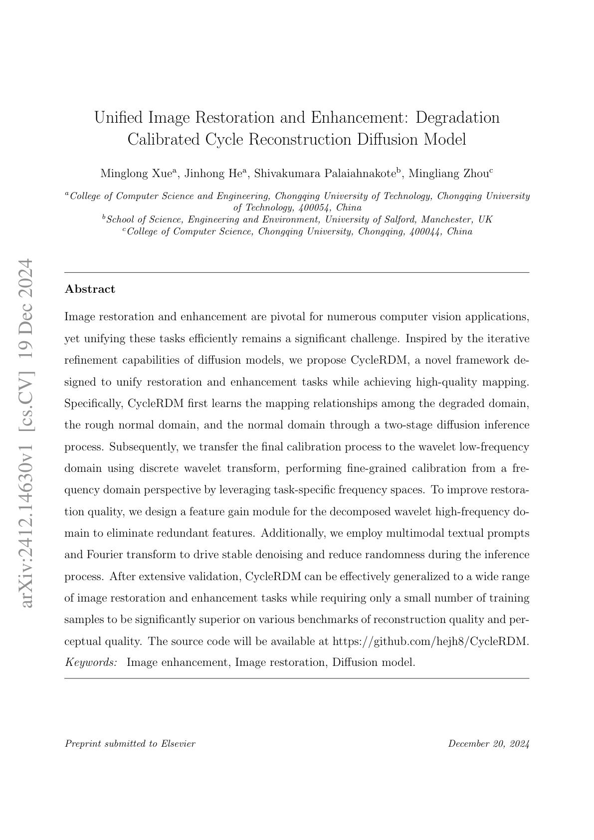 Unified Image Restoration and Enhancement: Degradation Calibrated Cycle ...
