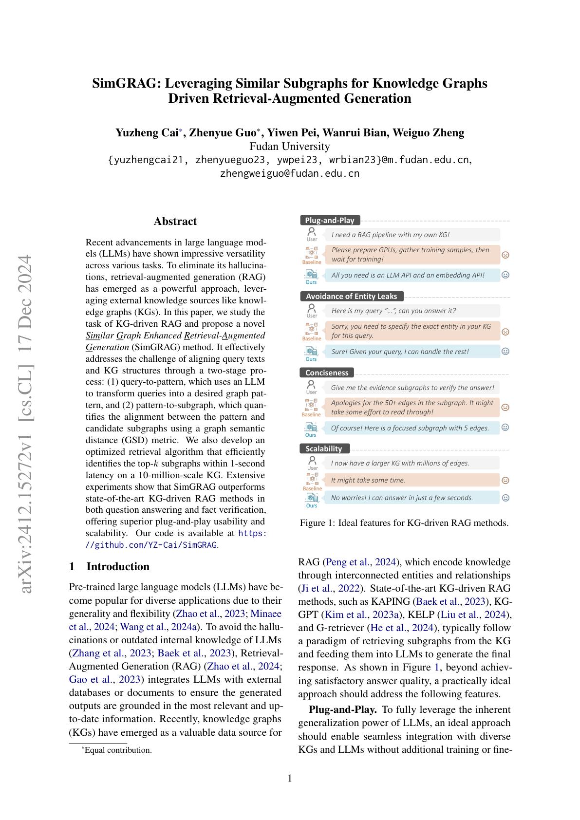 SimGRAG: Leveraging Similar Subgraphs for Knowledge Graphs Driven ...