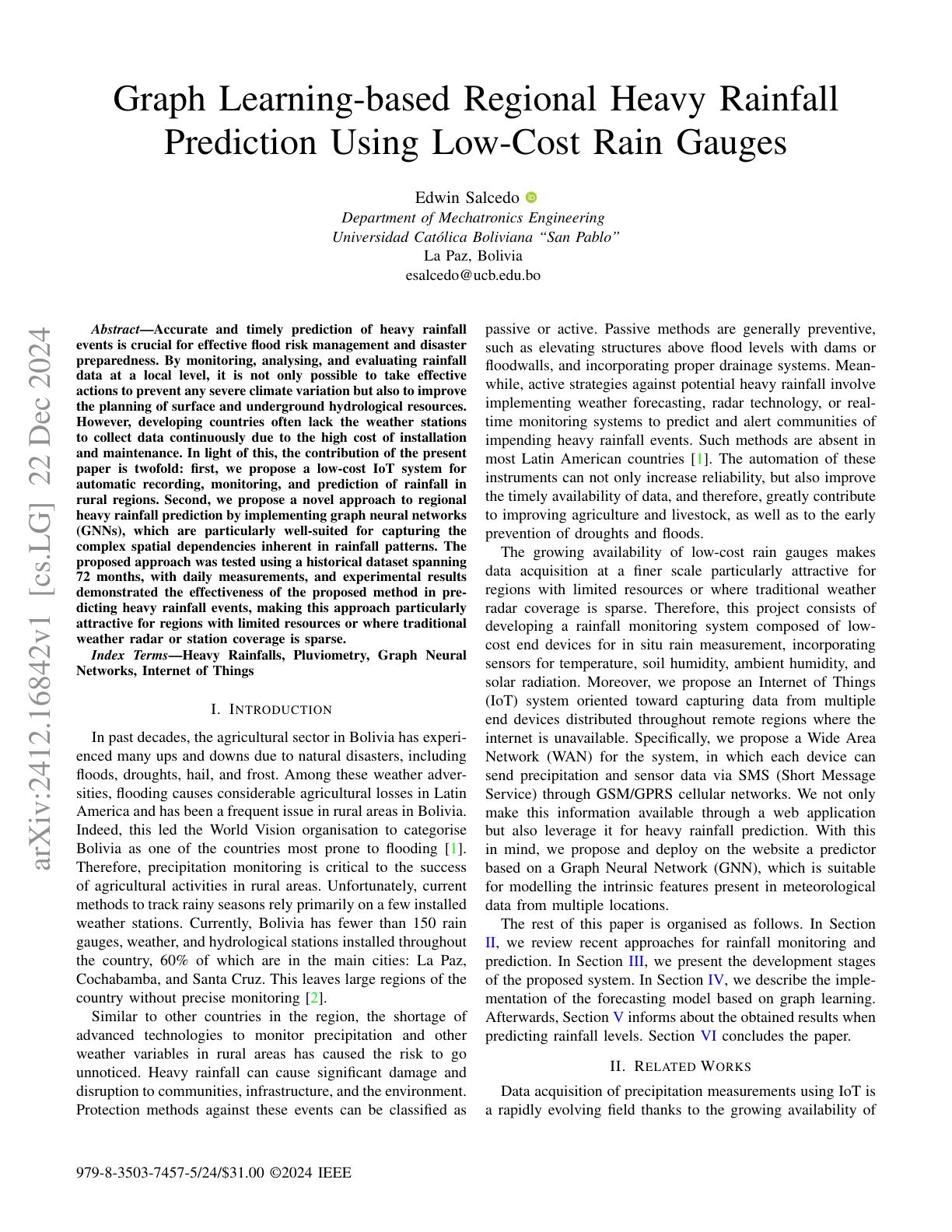 Graph Learning based Regional Heavy Rainfall Prediction Using Low Cost Graph Learning based Regional Heavy Rainfall Prediction Using Low Cost
