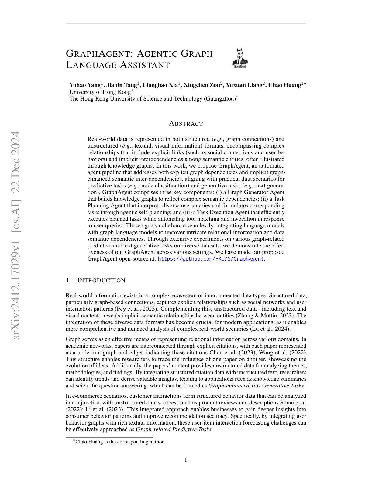 GraphAgent: Agentic Graph Language Assistant