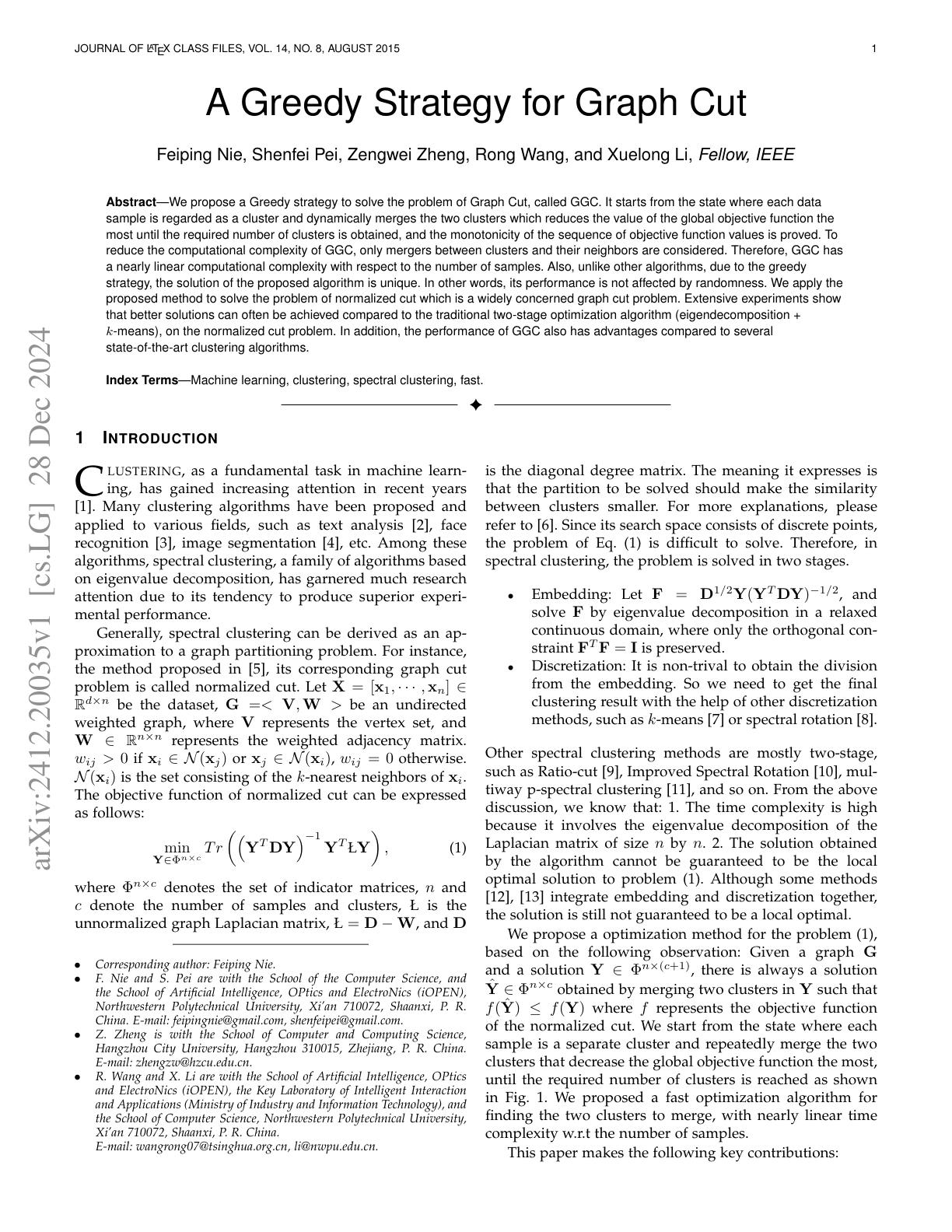 A Greedy Strategy for Graph Cut