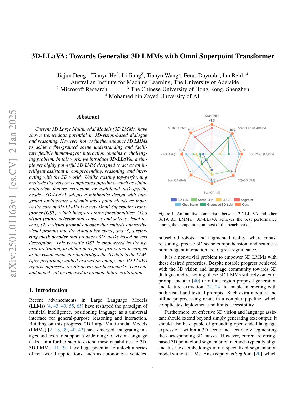 3D-LLaVA: Towards Generalist 3D LMMs with Omni Superpoint Transformer