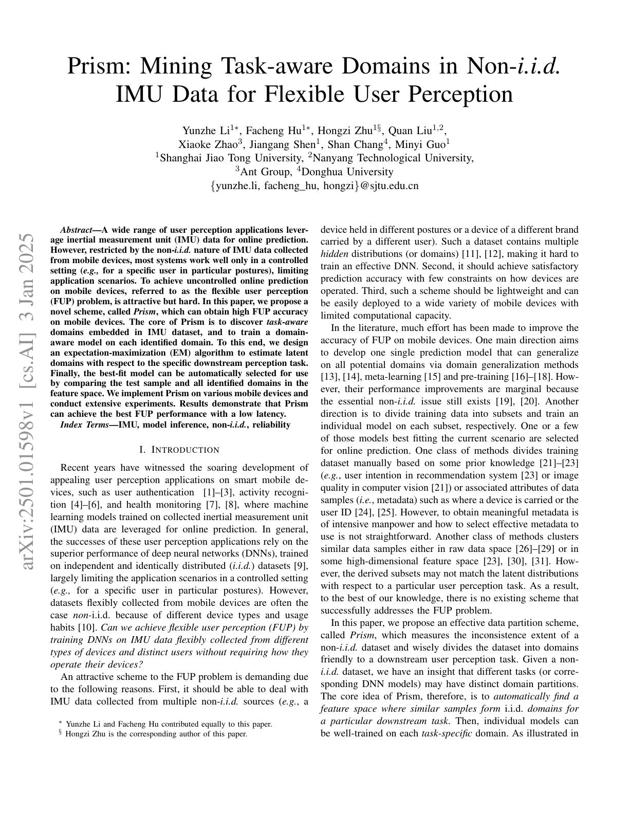 Prism: Mining Task-aware Domains in Non-i.i.d. IMU Data for Flexible ...