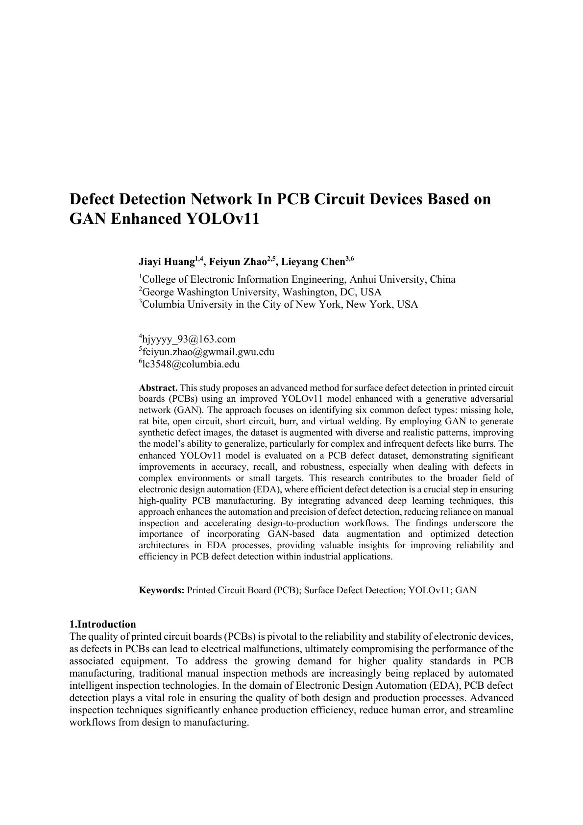 Defect Detection Network In PCB Circuit Devices Based on GAN Enhanced ...