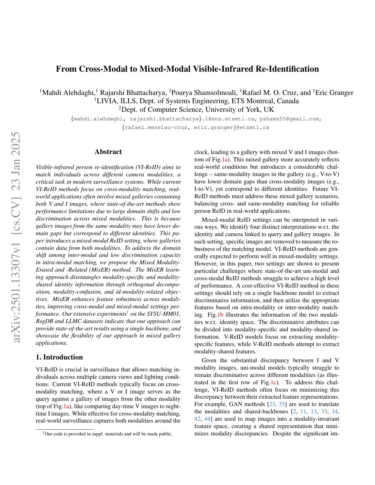 From Cross-Modal to Mixed-Modal Visible-Infrared Re-Identification