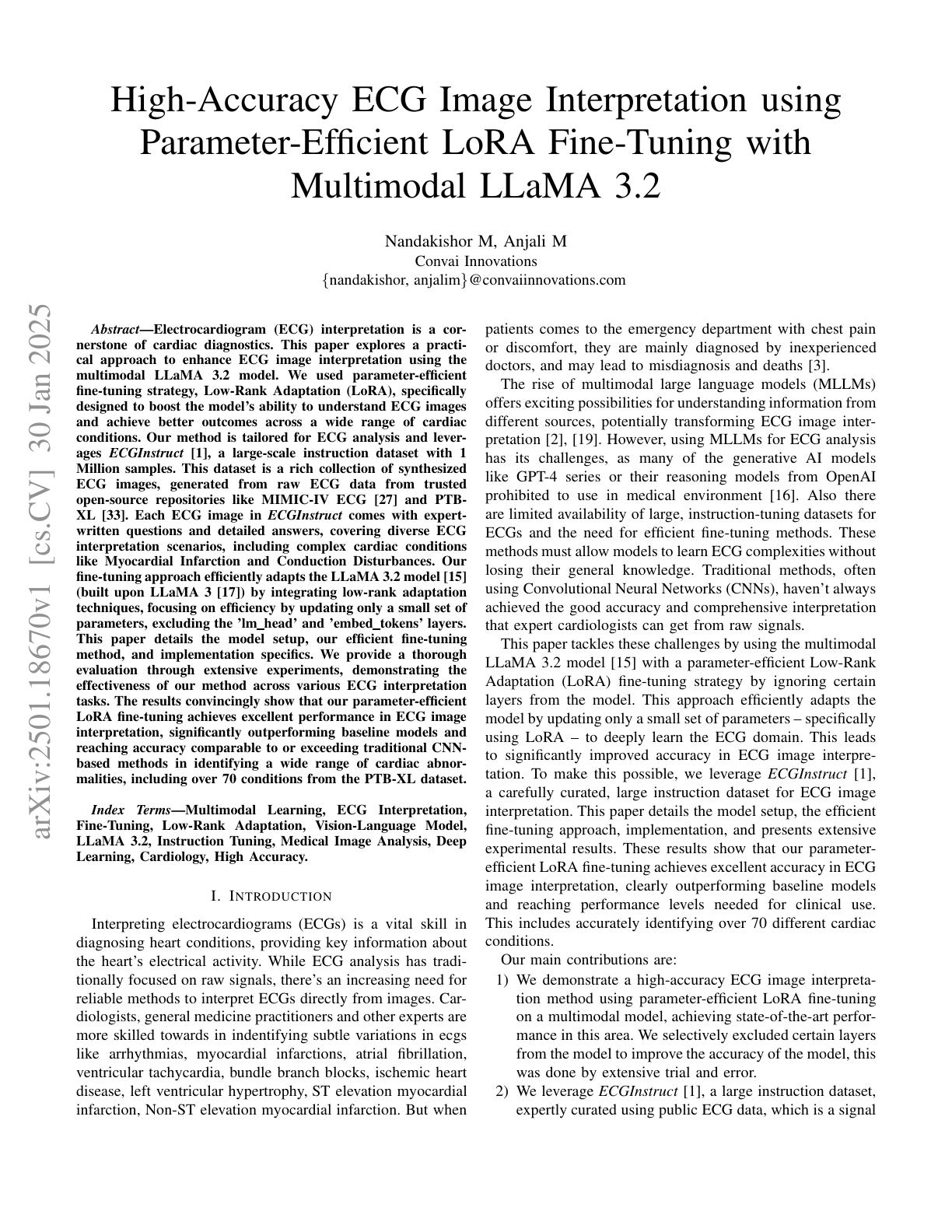 High-Accuracy ECG Image Interpretation using Parameter-Efficient LoRA ...
