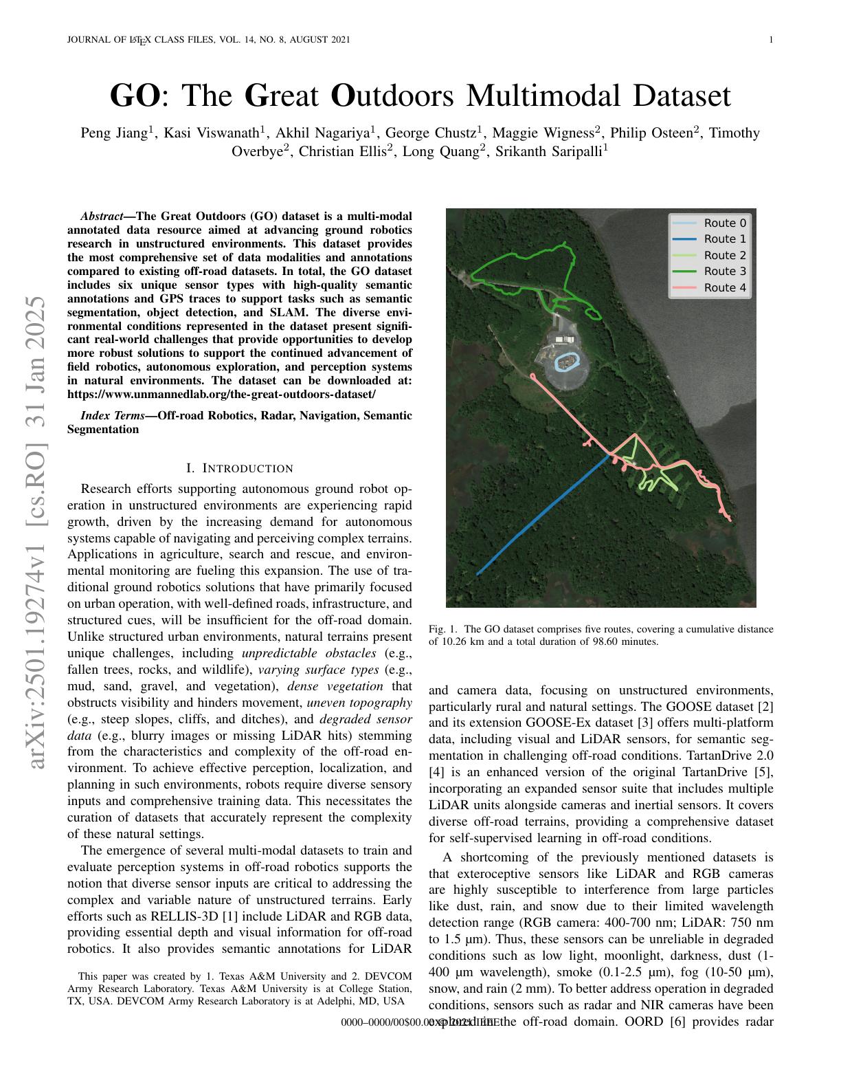 GO: The Great Outdoors Multimodal Dataset