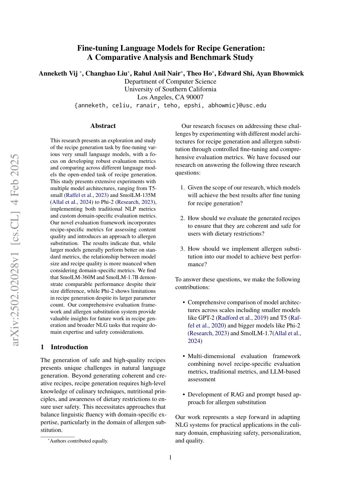 Fine-tuning Language Models for Recipe Generation: A Comparative ...