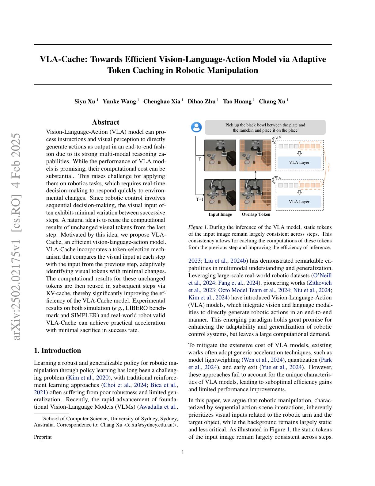 VLA-Cache: Towards Efficient Vision-Language-Action Model via Adaptive ...