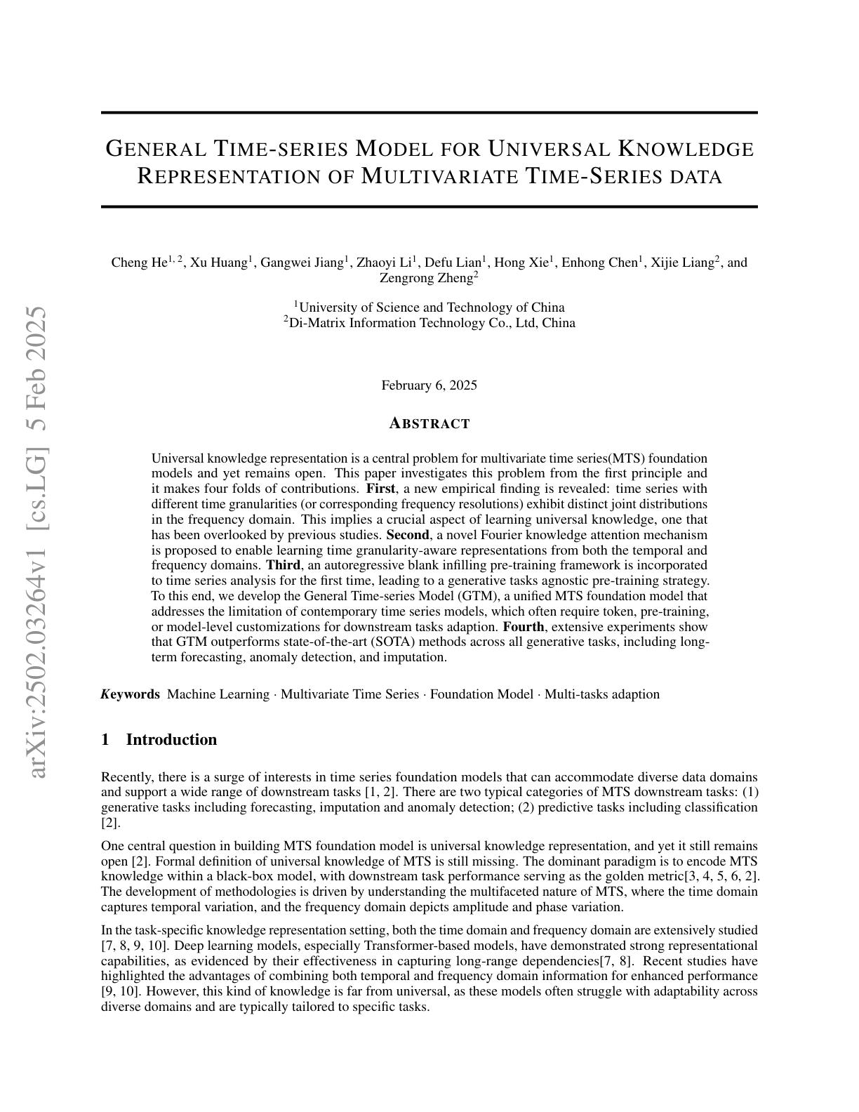General Time Series Model For Universal Knowledge Representation Of
