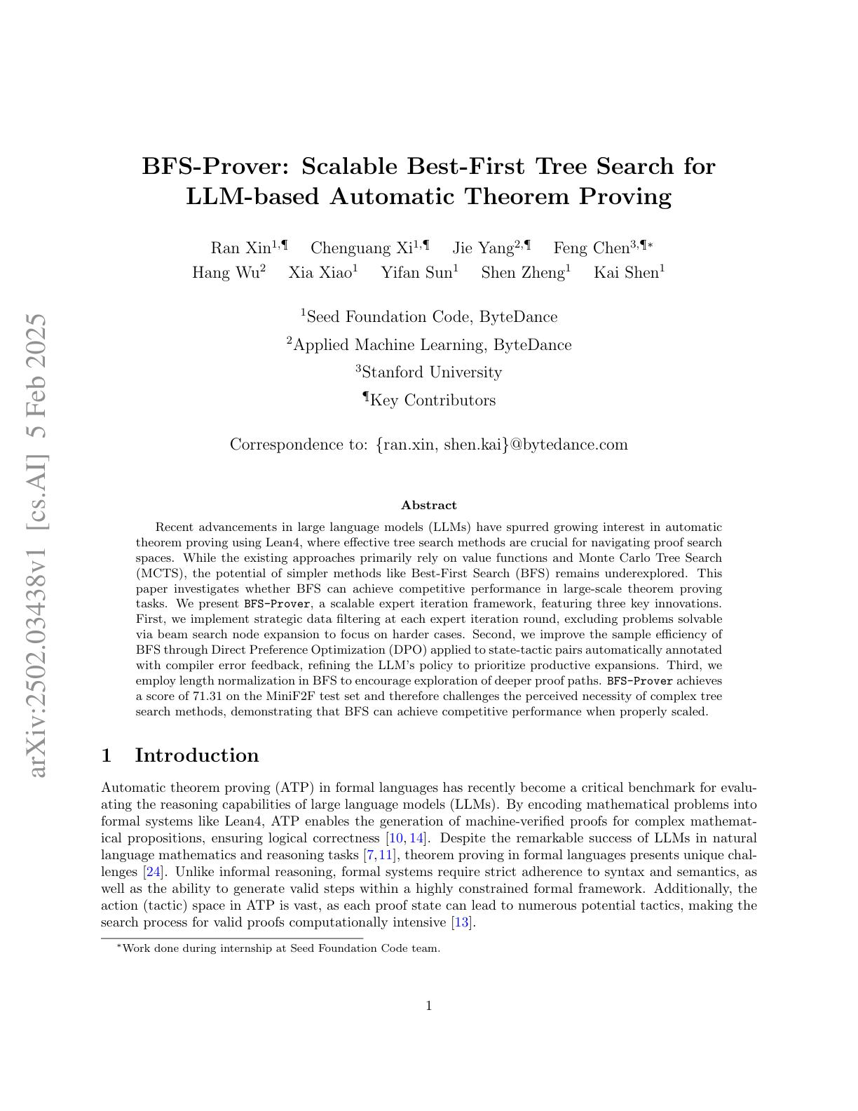 BFS-Prover: Scalable Best-First Tree Search for LLM-based Automatic Theorem Proving