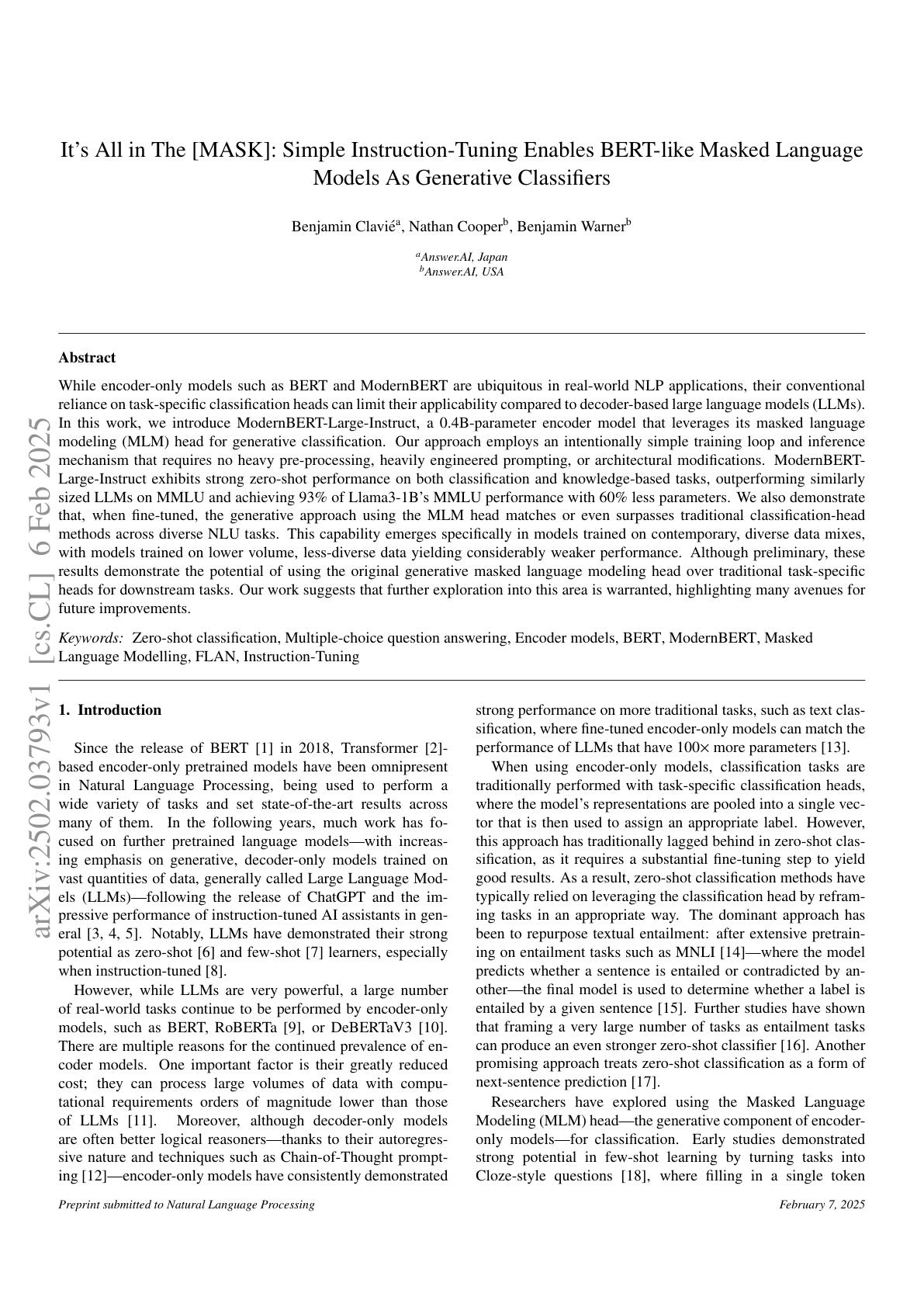 It's All in The [MASK]: Simple Instruction-Tuning Enables BERT-like ...