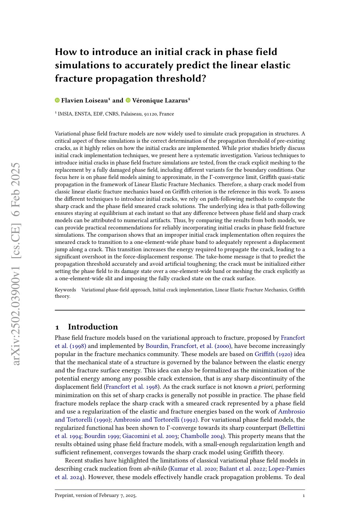 How to introduce an initial crack in phase field simulations to ...