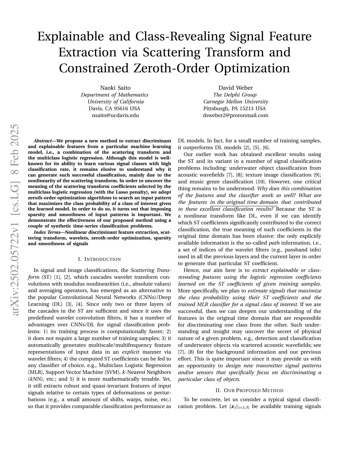 Explainable and Class-Revealing Signal Feature Extraction via ...