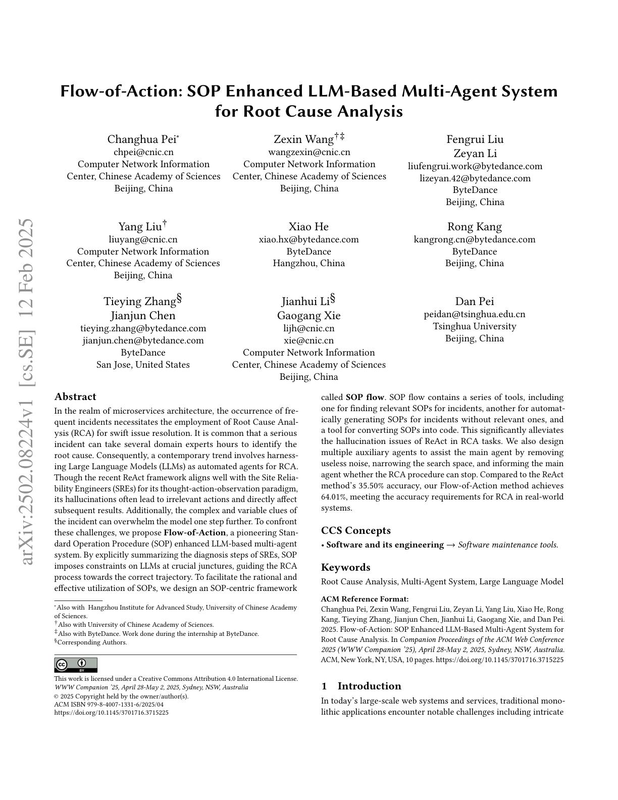 Flow-of-Action: SOP Enhanced LLM-Based Multi-Agent System for Root ...