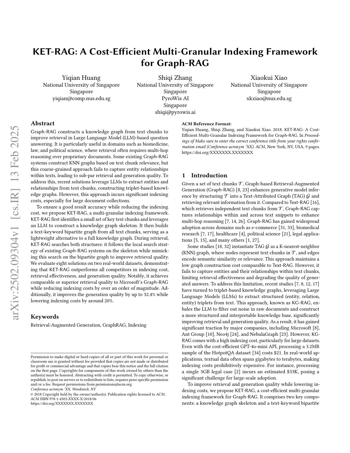 KET RAG A Cost Efficient Multi Granular Indexing Framework For Graph RAG KET RAG A Cost Efficient Multi Granular Indexing Framework For Graph RAG
