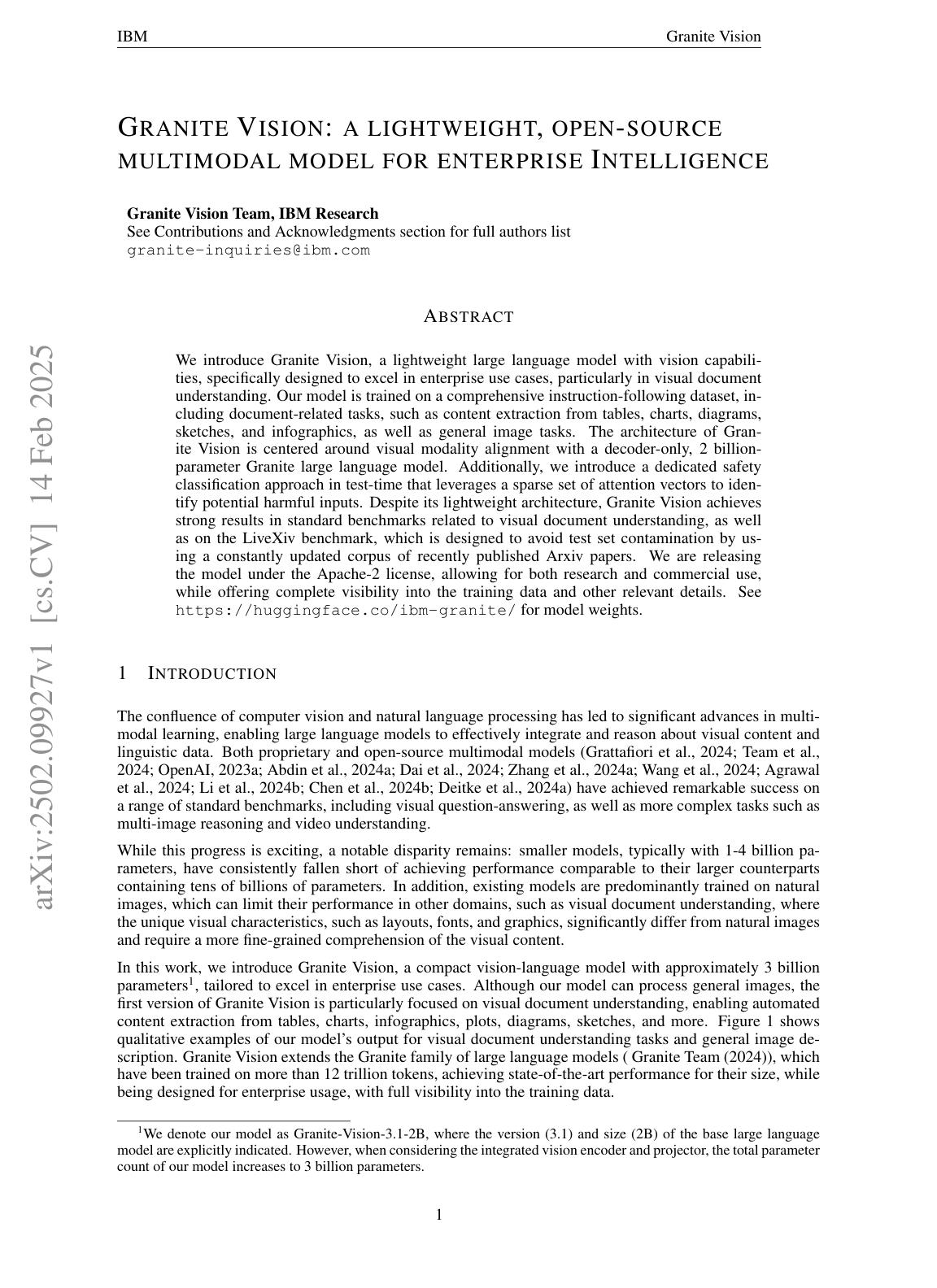 Granite Vision: a lightweight, open-source multimodal model for ...