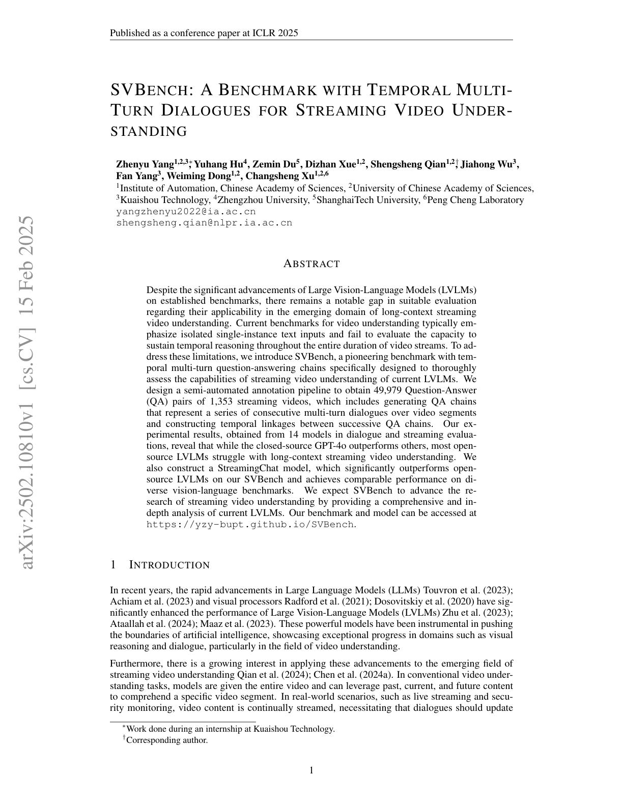 SVBench: A Benchmark with Temporal Multi-Turn Dialogues for Streaming ...