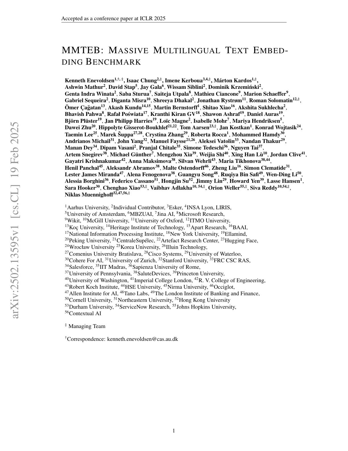 MMTEB: Massive Multilingual Text Embedding Benchmark