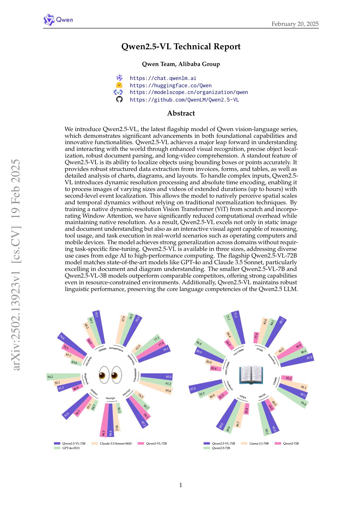Qwen2.5-VL Technical Report
