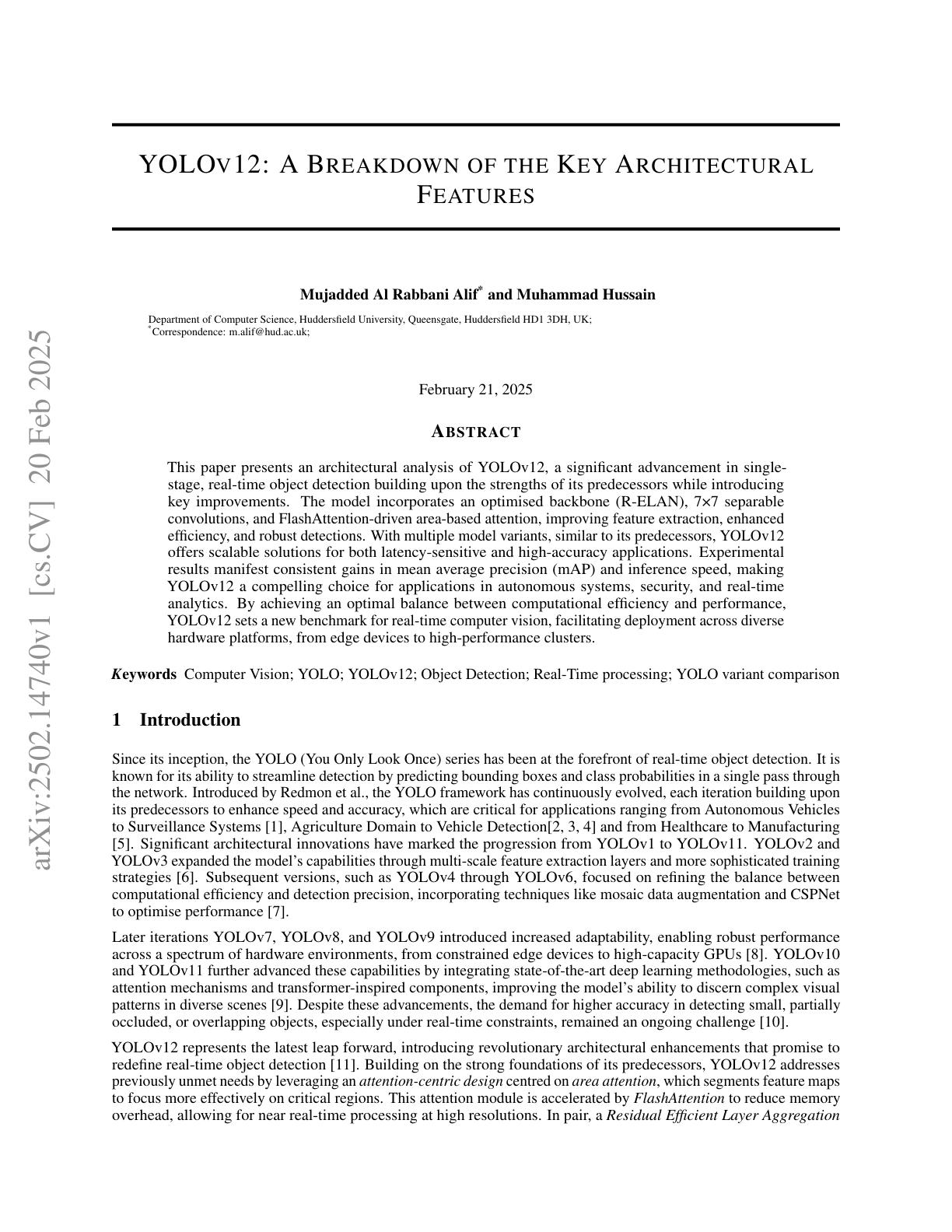 YOLOv12: A Breakdown of the Key Architectural Features