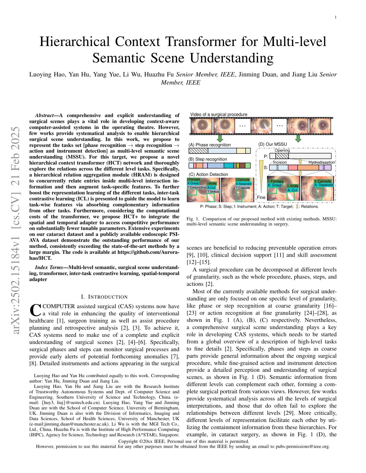Hierarchical Context Transformer for Multi-level Semantic Scene Understanding