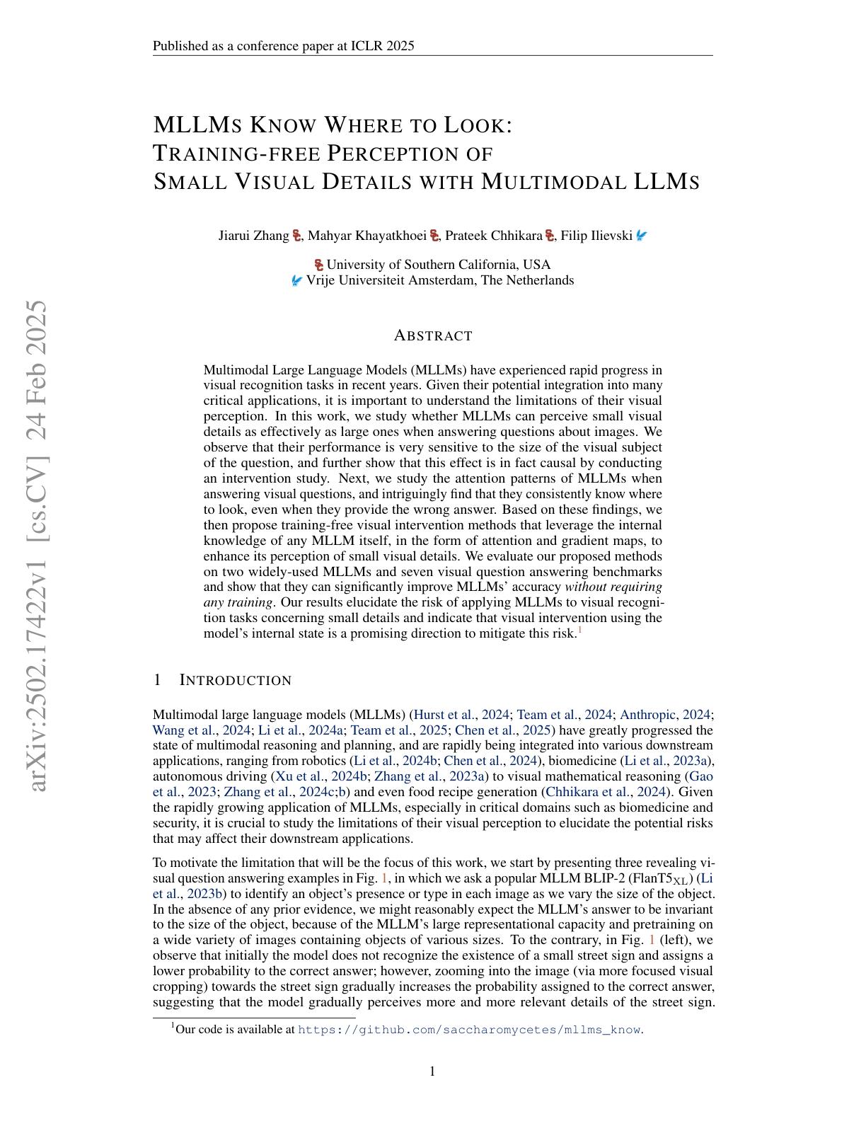 MLLMs Know Where to Look: Training-free Perception of Small Visual ...