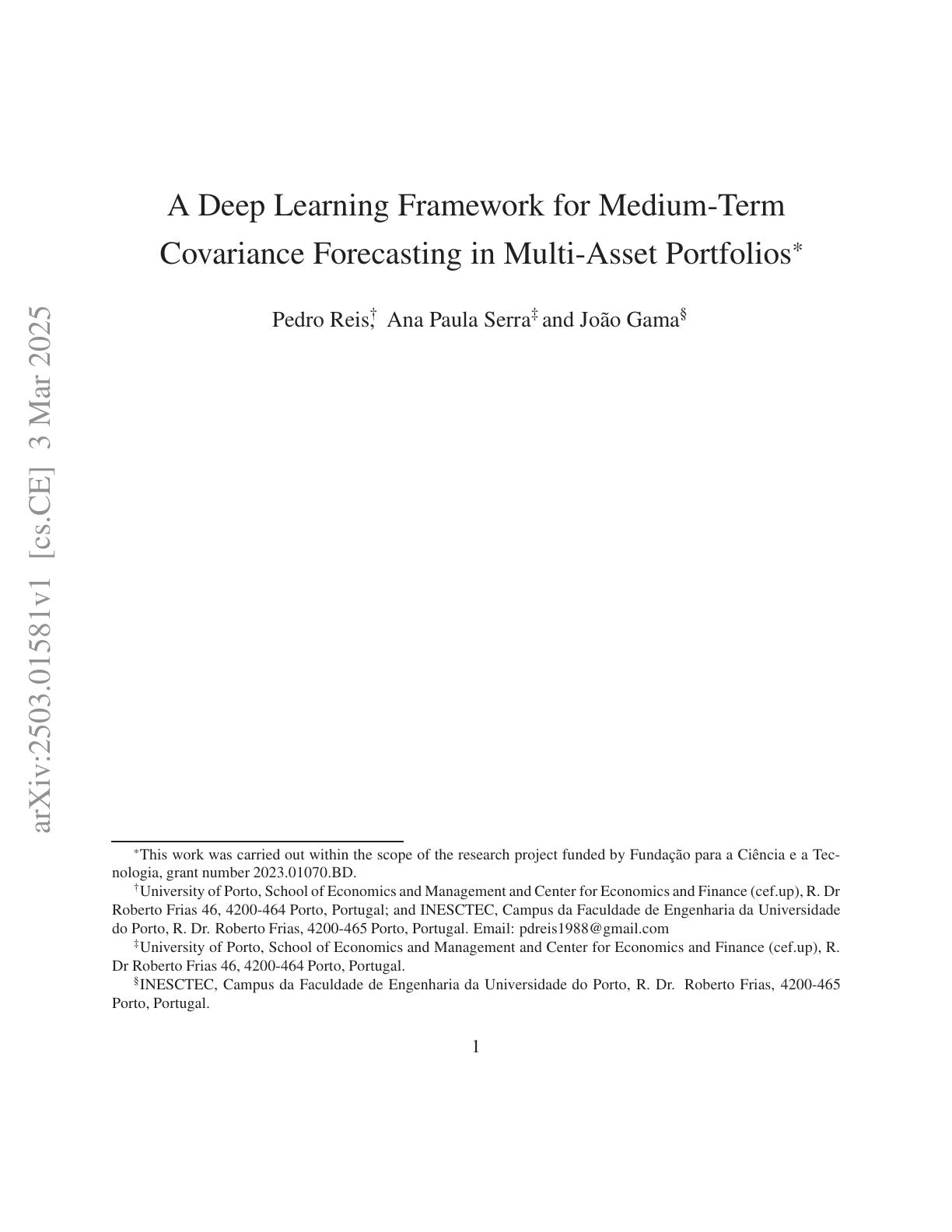 A Deep Learning Framework for Medium-Term Covariance Forecasting in ...