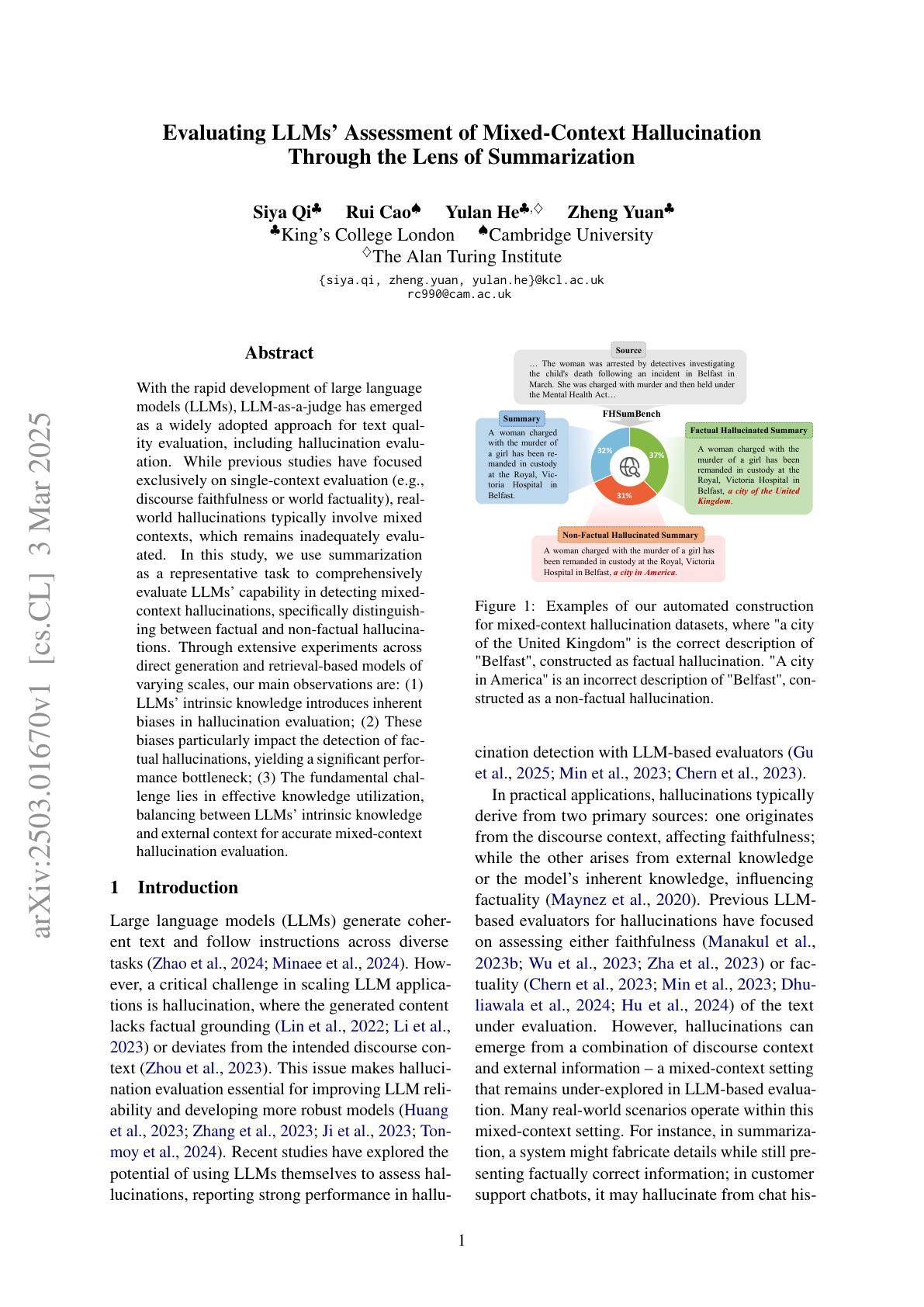 Evaluating LLMs' Assessment of Mixed-Context Hallucination Through the ...
