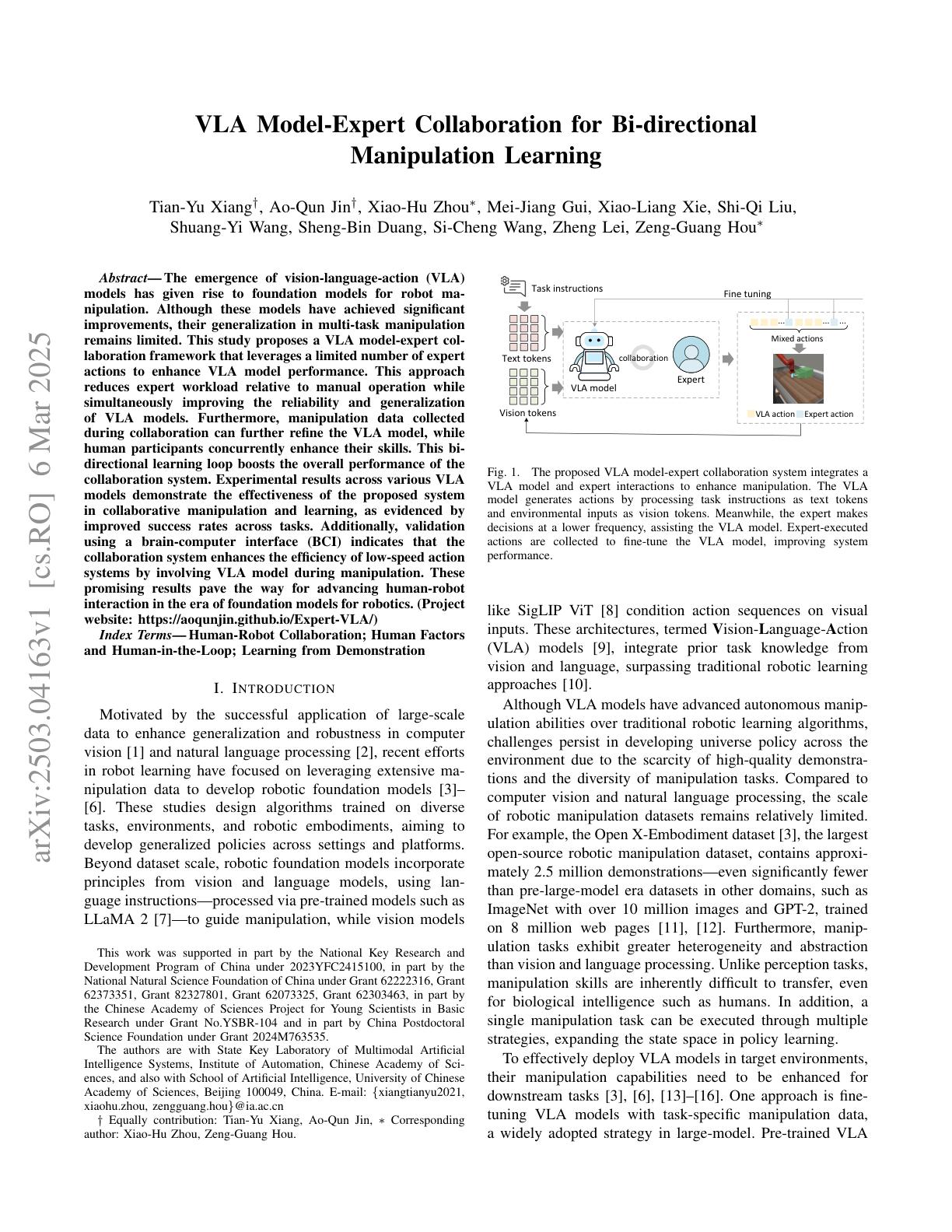 VLA Model-Expert Collaboration for Bi-directional Manipulation Learning