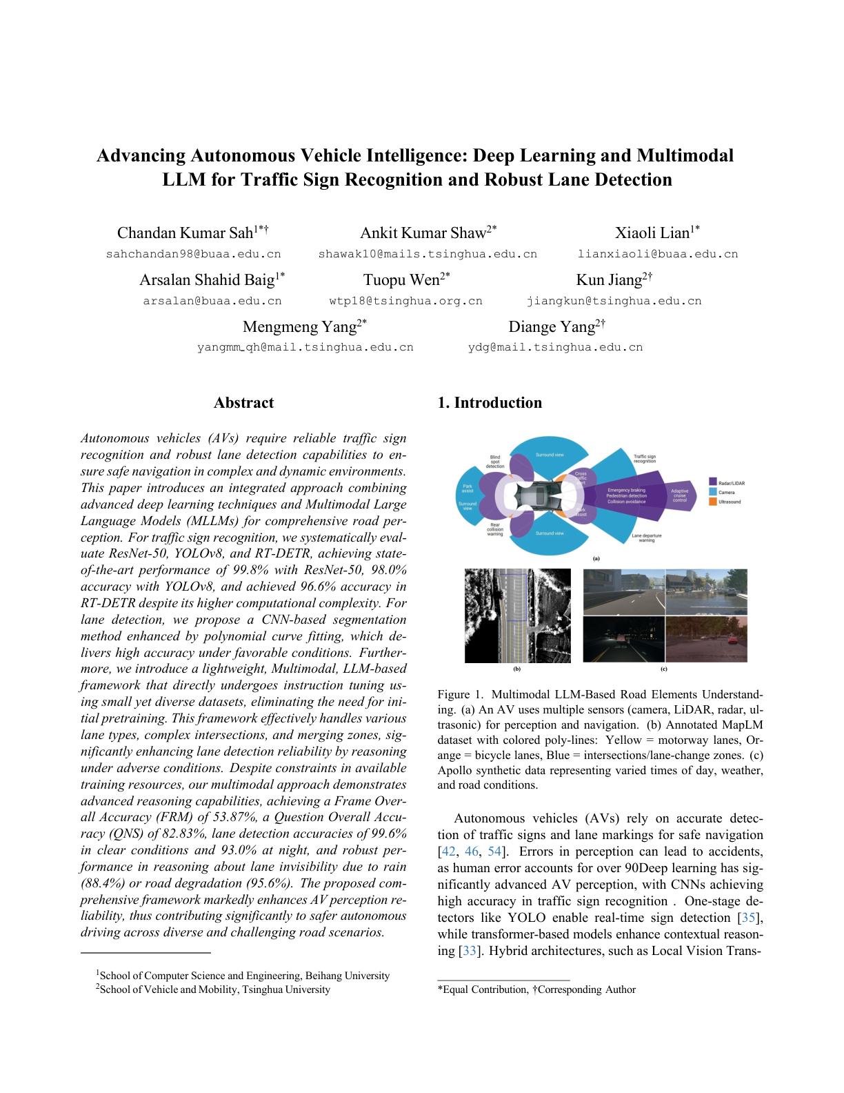 Advancing Autonomous Vehicle Intelligence: Deep Learning and Multimodal ...