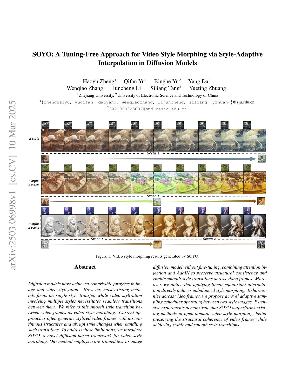 SOYO: A Tuning-Free Approach for Video Style Morphing via Style ...