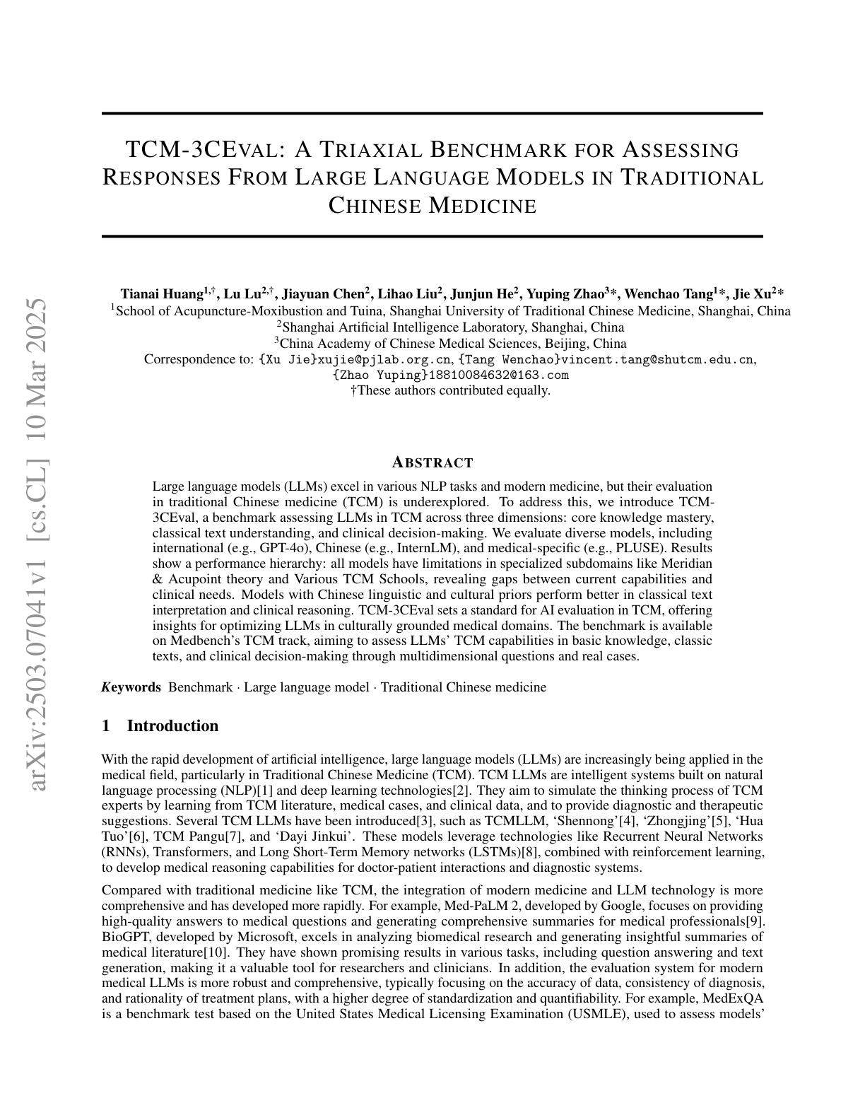 TCM-3CEval: A Triaxial Benchmark for Assessing Responses from Large ...
